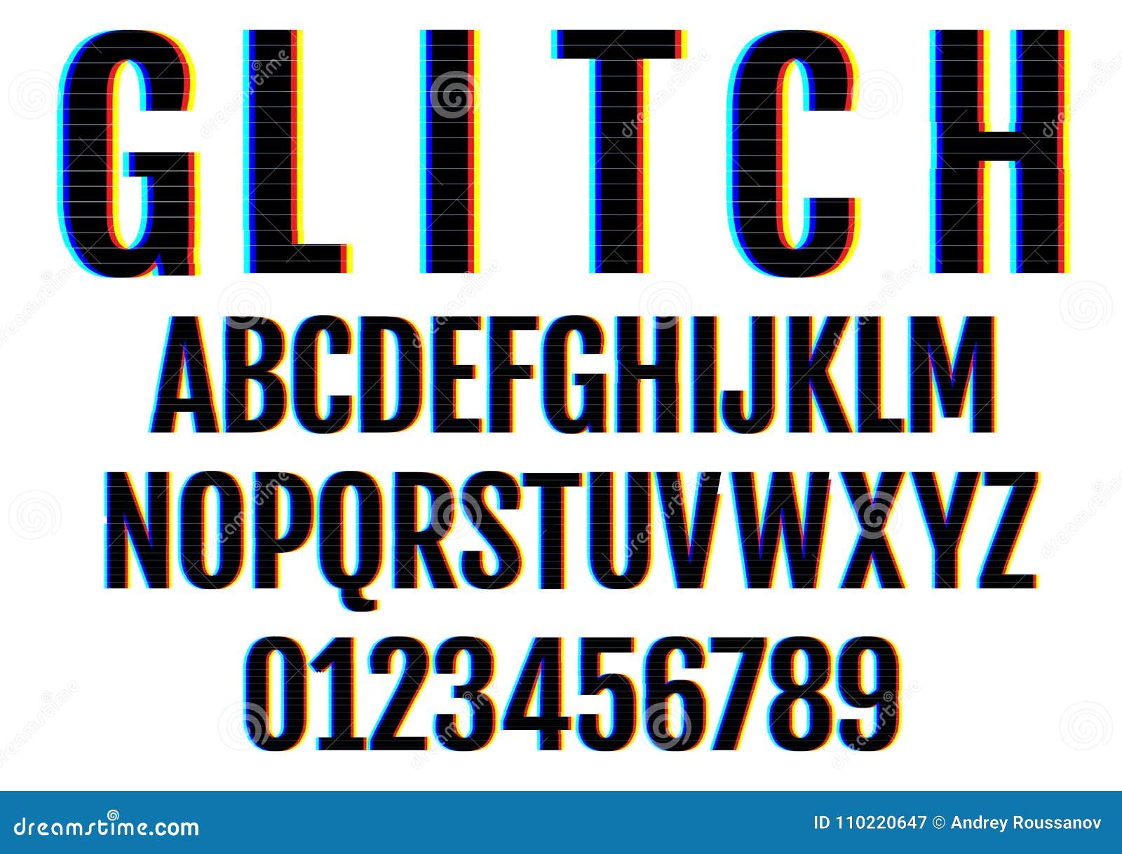 Trendy Style Distorted Glitch Typeface. Letters and Numbers Vector ...