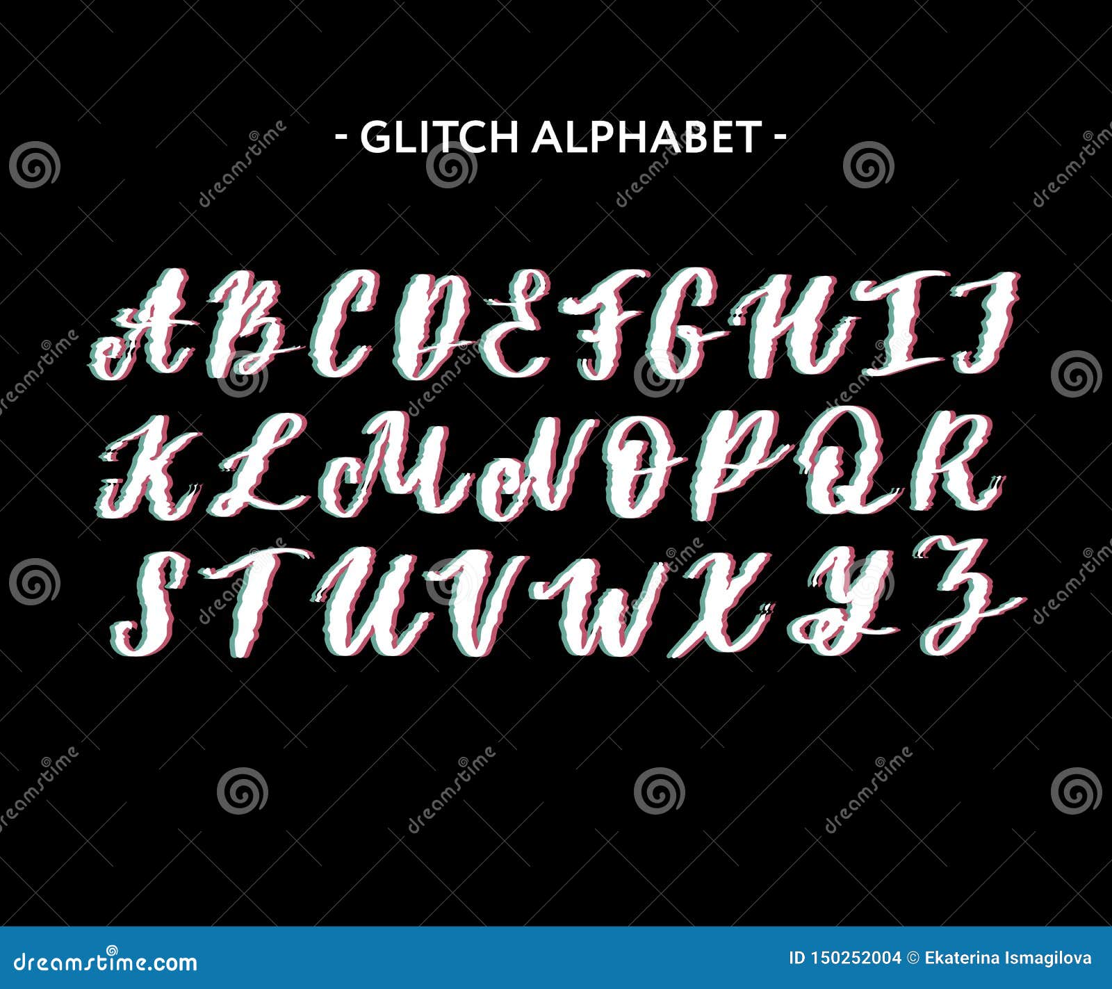 Trendy Style Distorted Glitch Typeface. Letters and Numbers, Vector ...