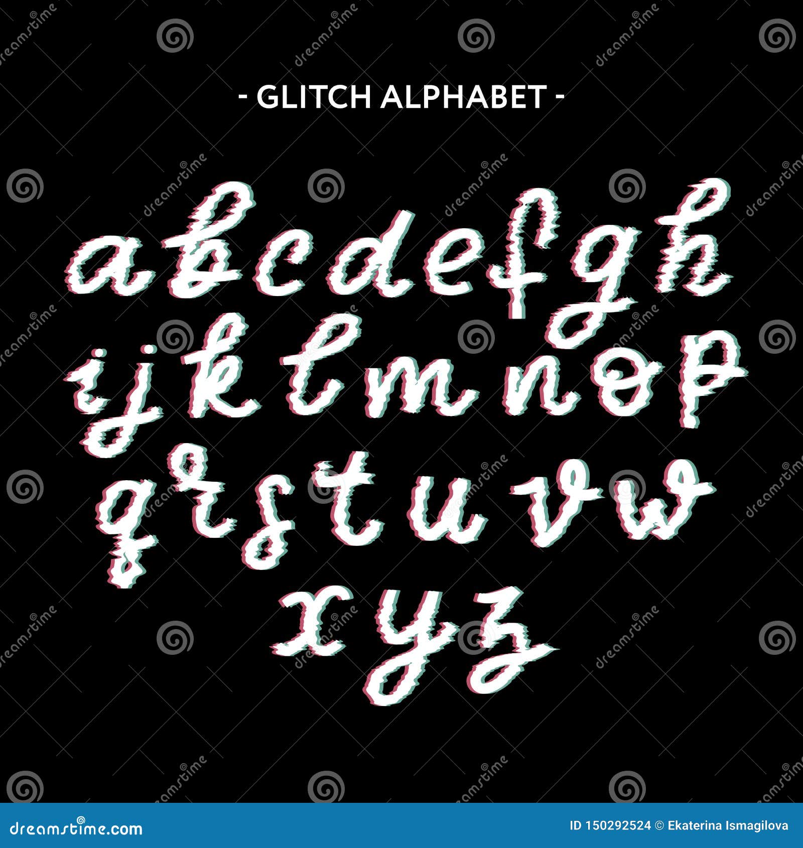 Trendy Style Distorted Glitch Typeface. Letters and Numbers, Vector ...