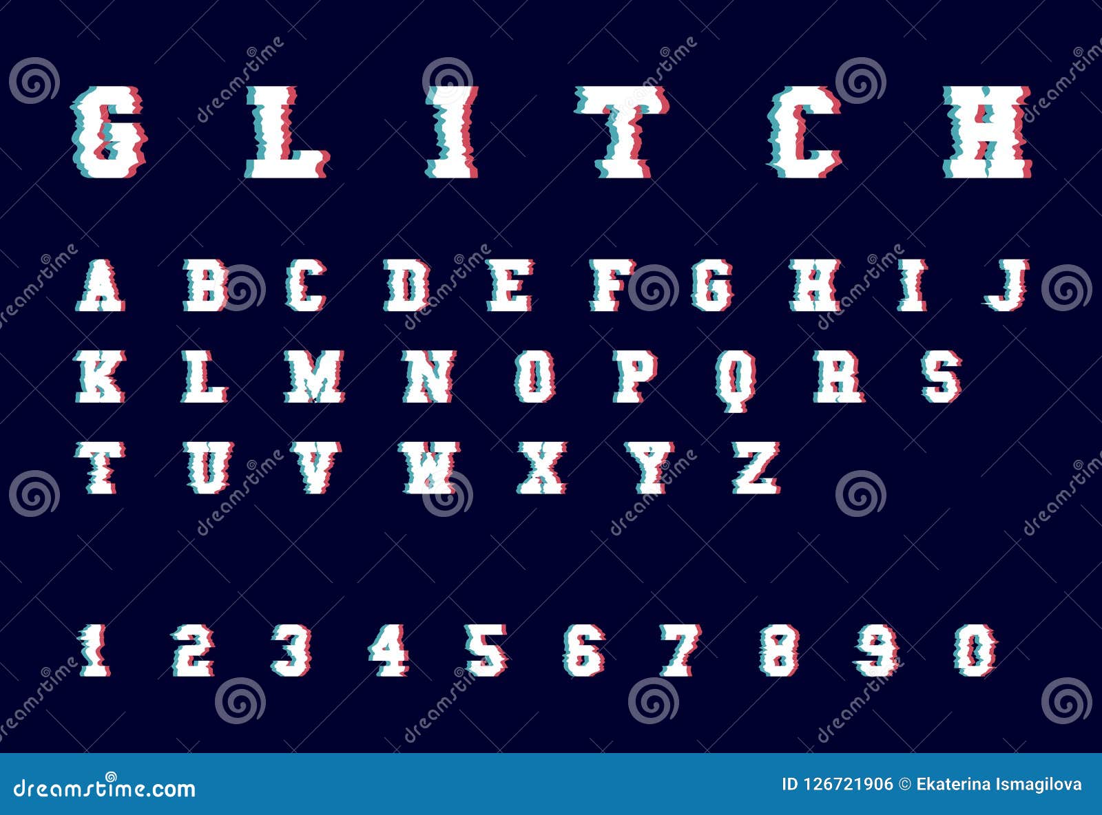 Trendy Style Distorted Glitch Typeface. Letters and Numbers Vector ...