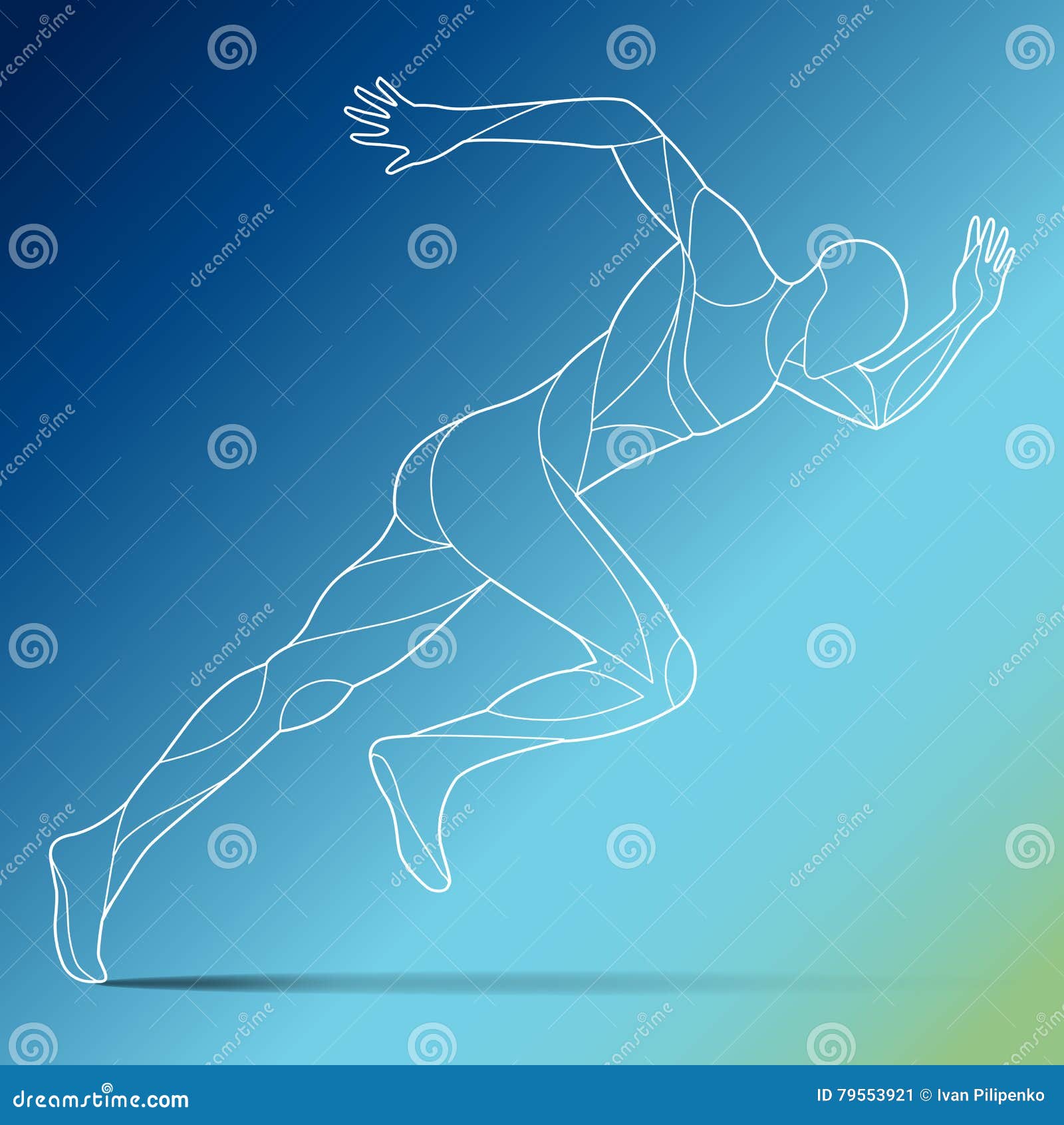 Trendy Stylized Illustration Movement, Running Man, Line Art Vector ...