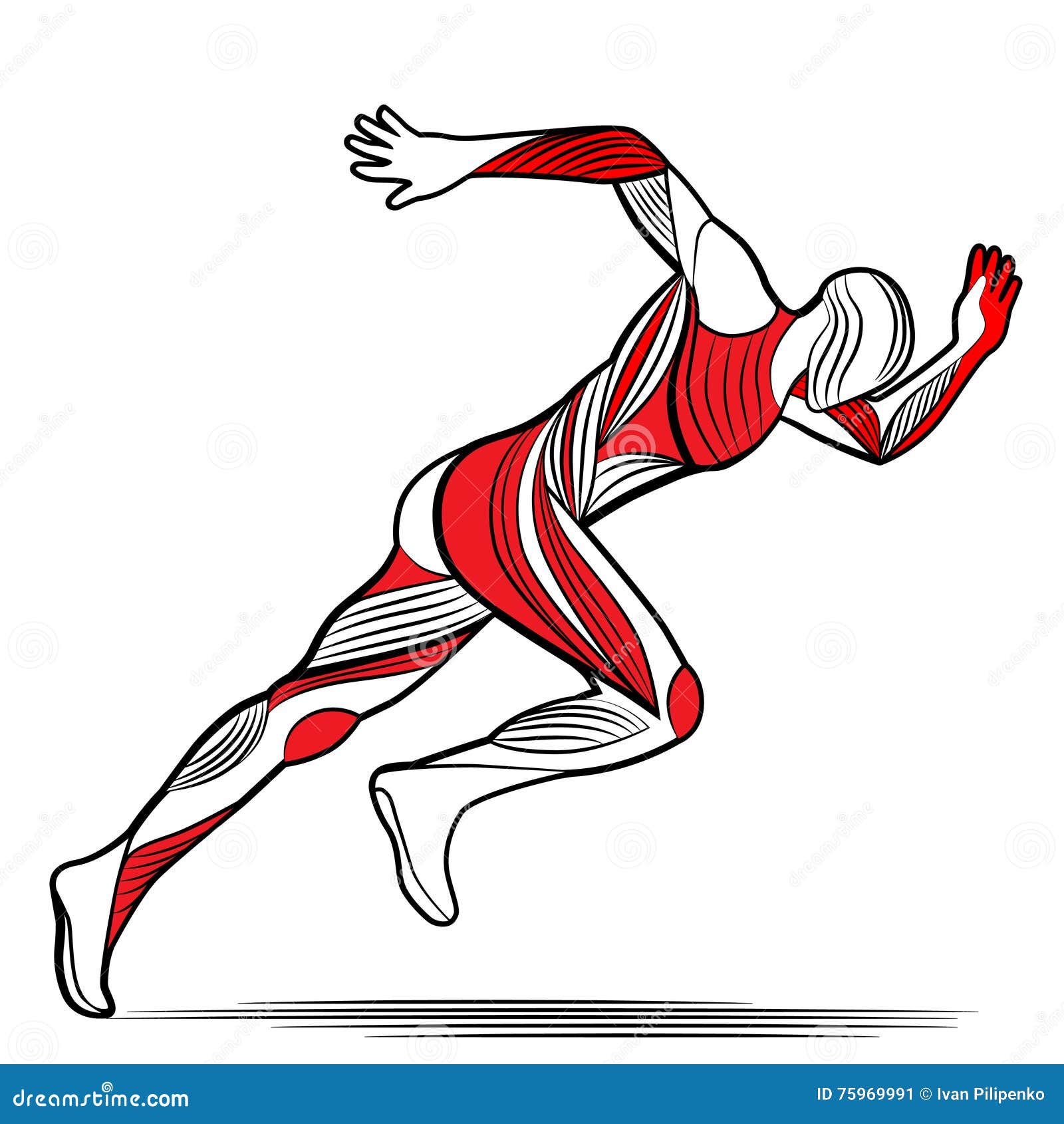 Trendy Stylized Illustration Movement, Running Man, Line Vector ...