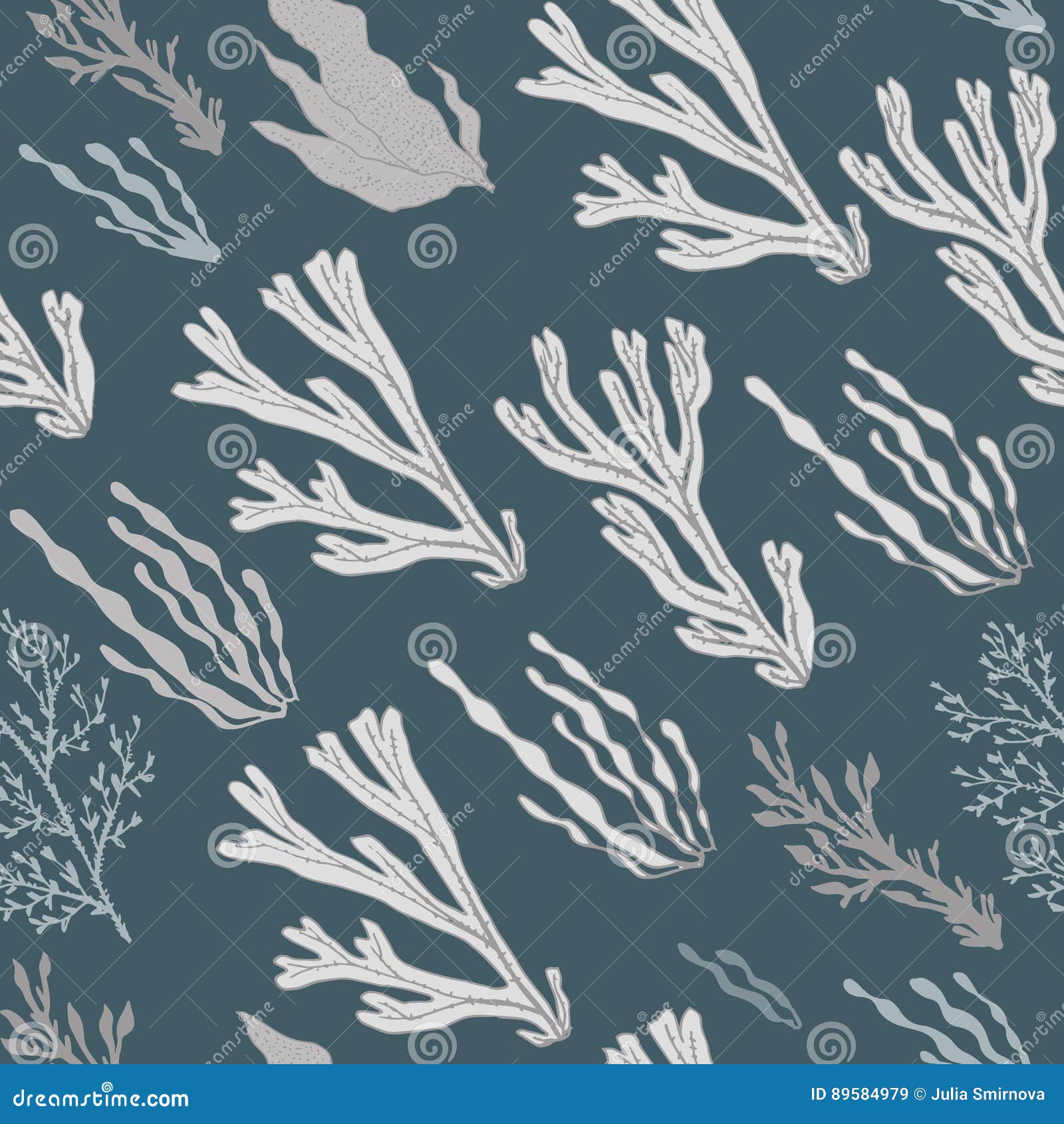 Trendy Summer Seaweed Design. Stock Illustration - Illustration of ...