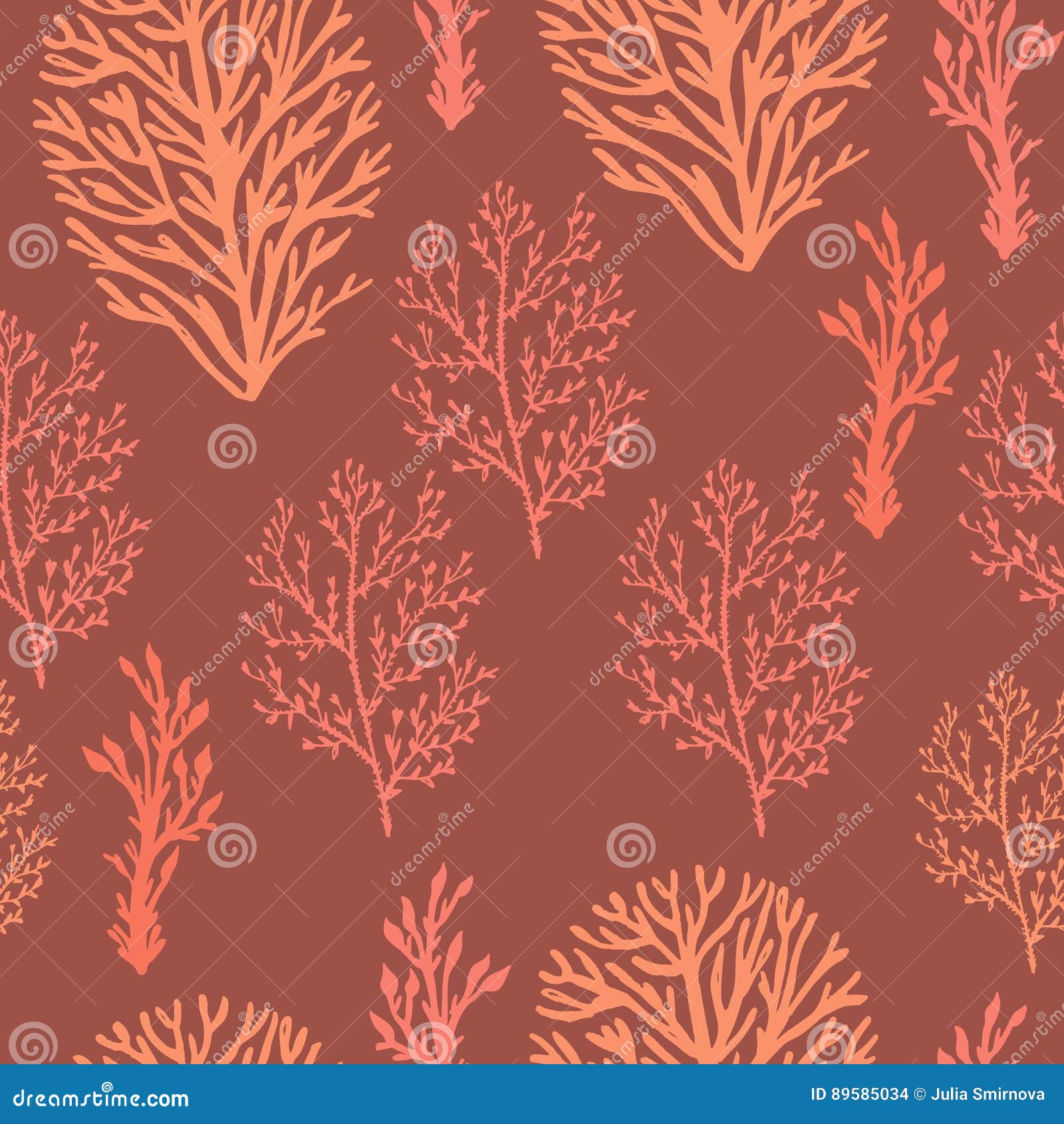 Trendy Summer Seaweed Design. Stock Illustration - Illustration of ...