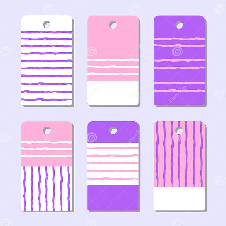 Trendy Tag Set with Wavy Stripe Pattern for Print. Stock Illustration ...