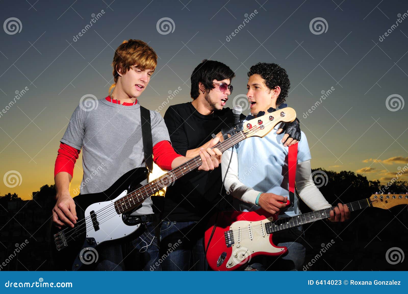 Trendy team of musicians stock image. Image of friendship - 6414023