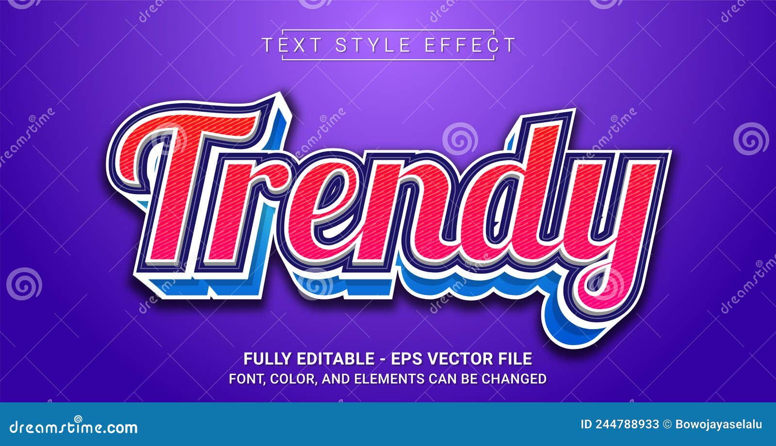 Trendy Text Style Effect. Editable Graphic Text Template Stock Vector ...