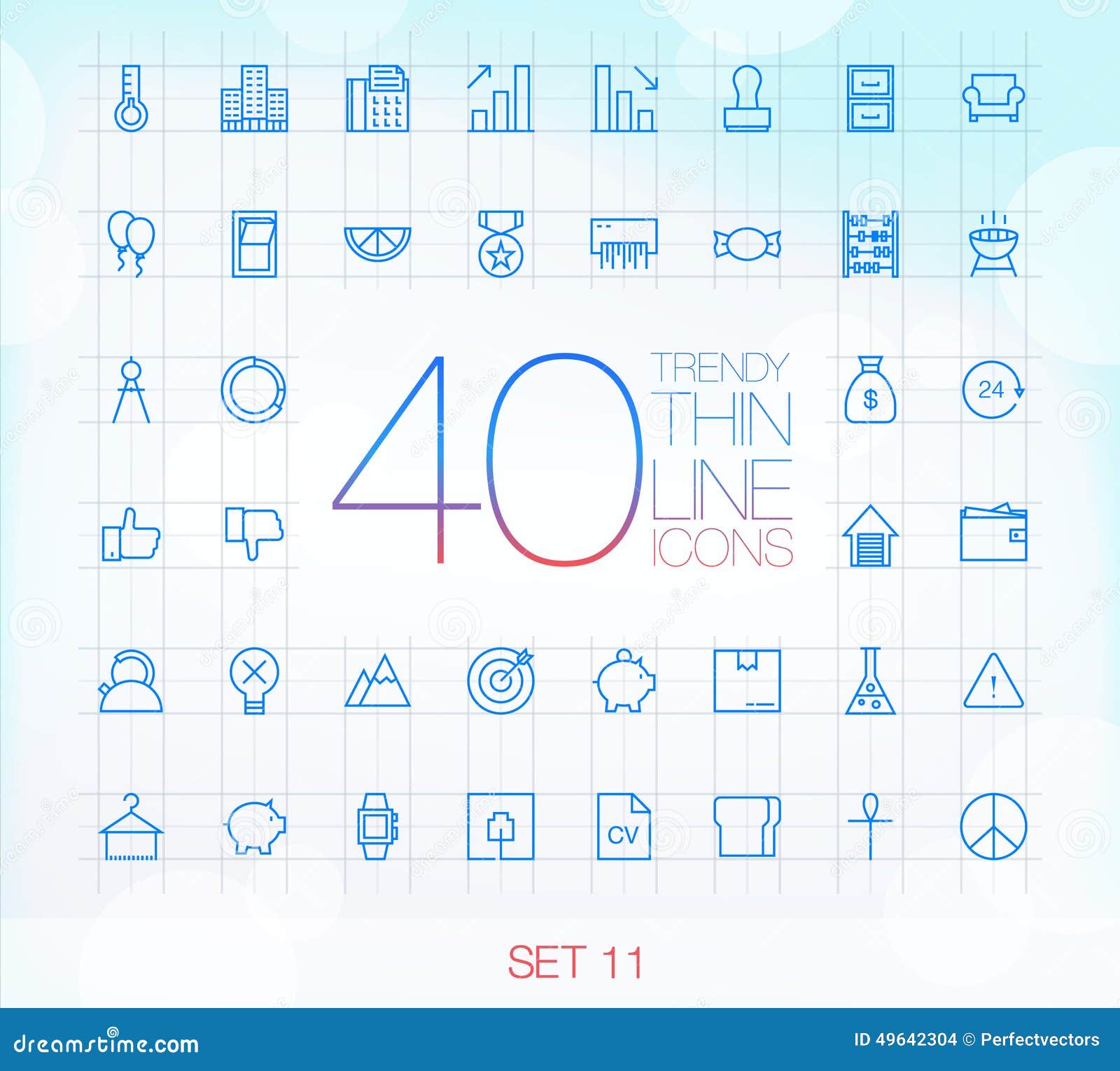 40 Trendy Thin Icons for Web and Mobile Set 11 Stock Vector ...