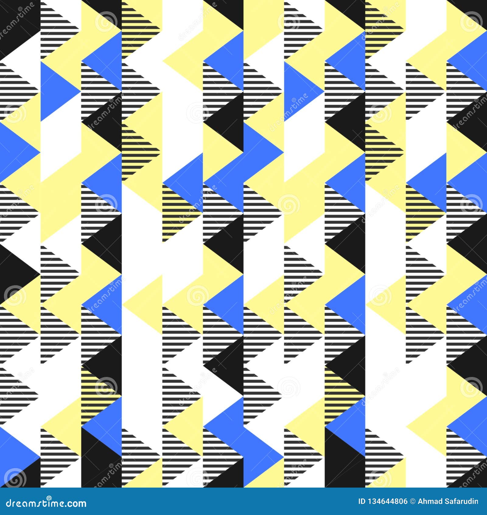 Abstract Memphis Geometric Triangle Seamless Pattern with Soft Colors ...