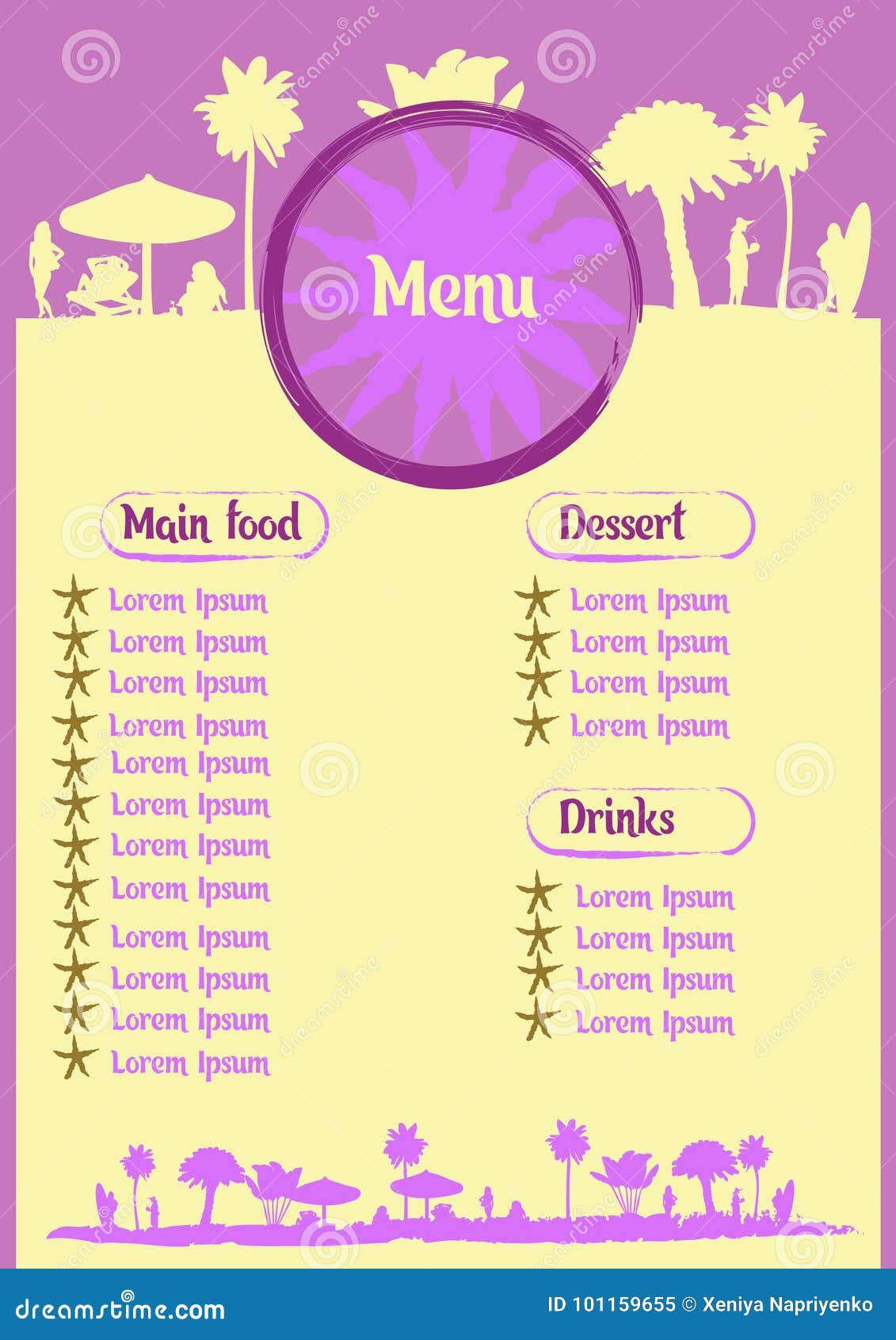 Trendy Tropical Jungle Style Vector Menu Stock Vector - Illustration of ...