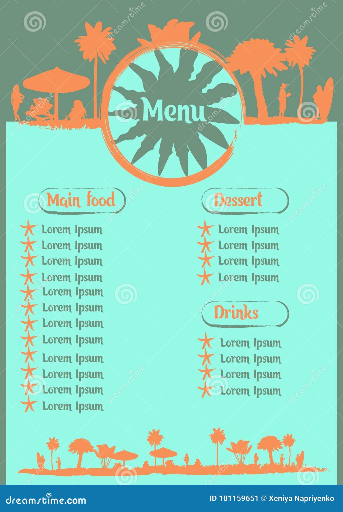 Trendy Tropical Jungle Style Vector Menu Stock Vector - Illustration of ...