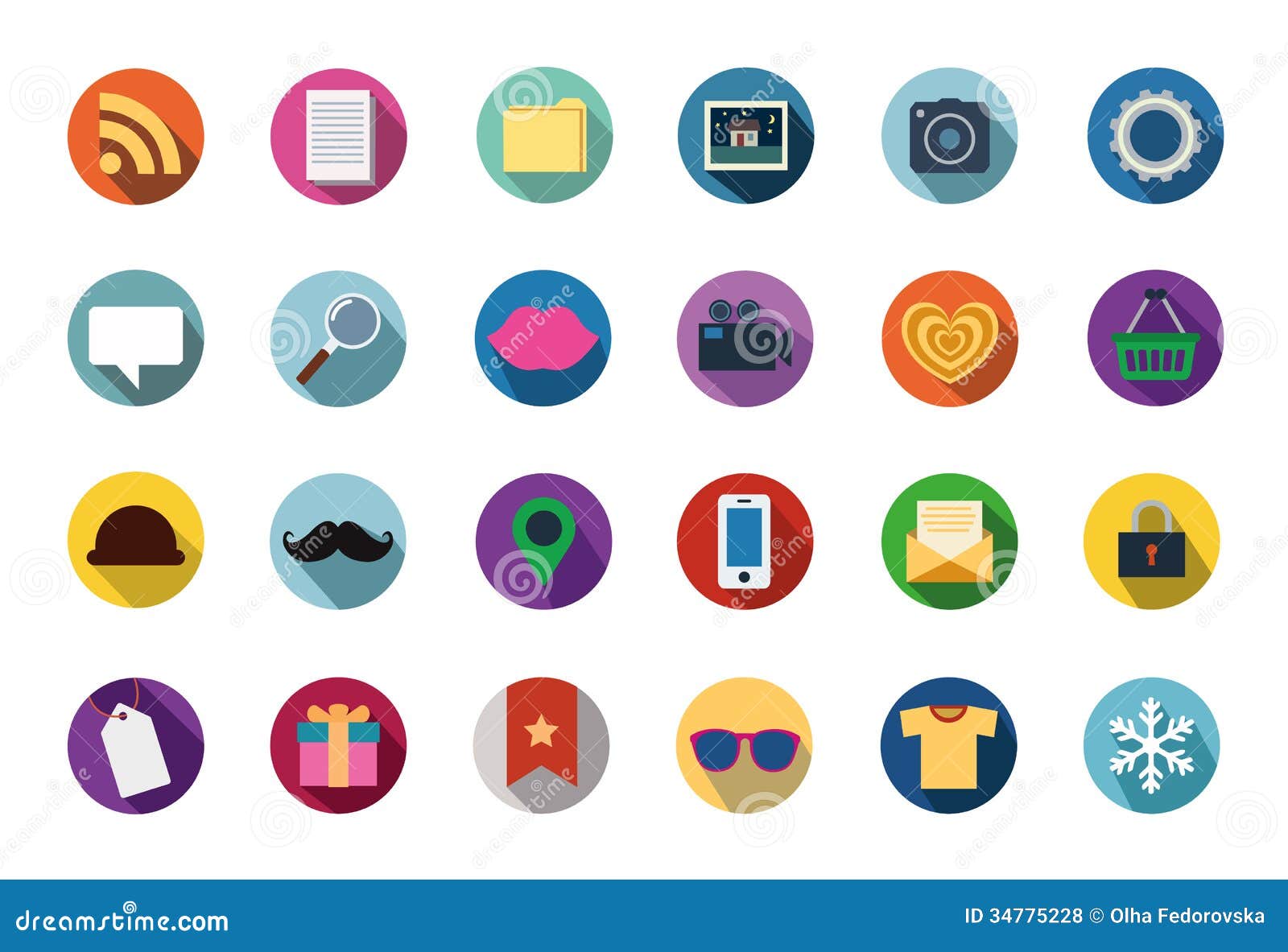Trendy Vector Flat Icons with Long Shadow Stock Vector - Illustration ... Trendy Vector Flat Icons with Long Shadow Stock Vector - Illustration ...
