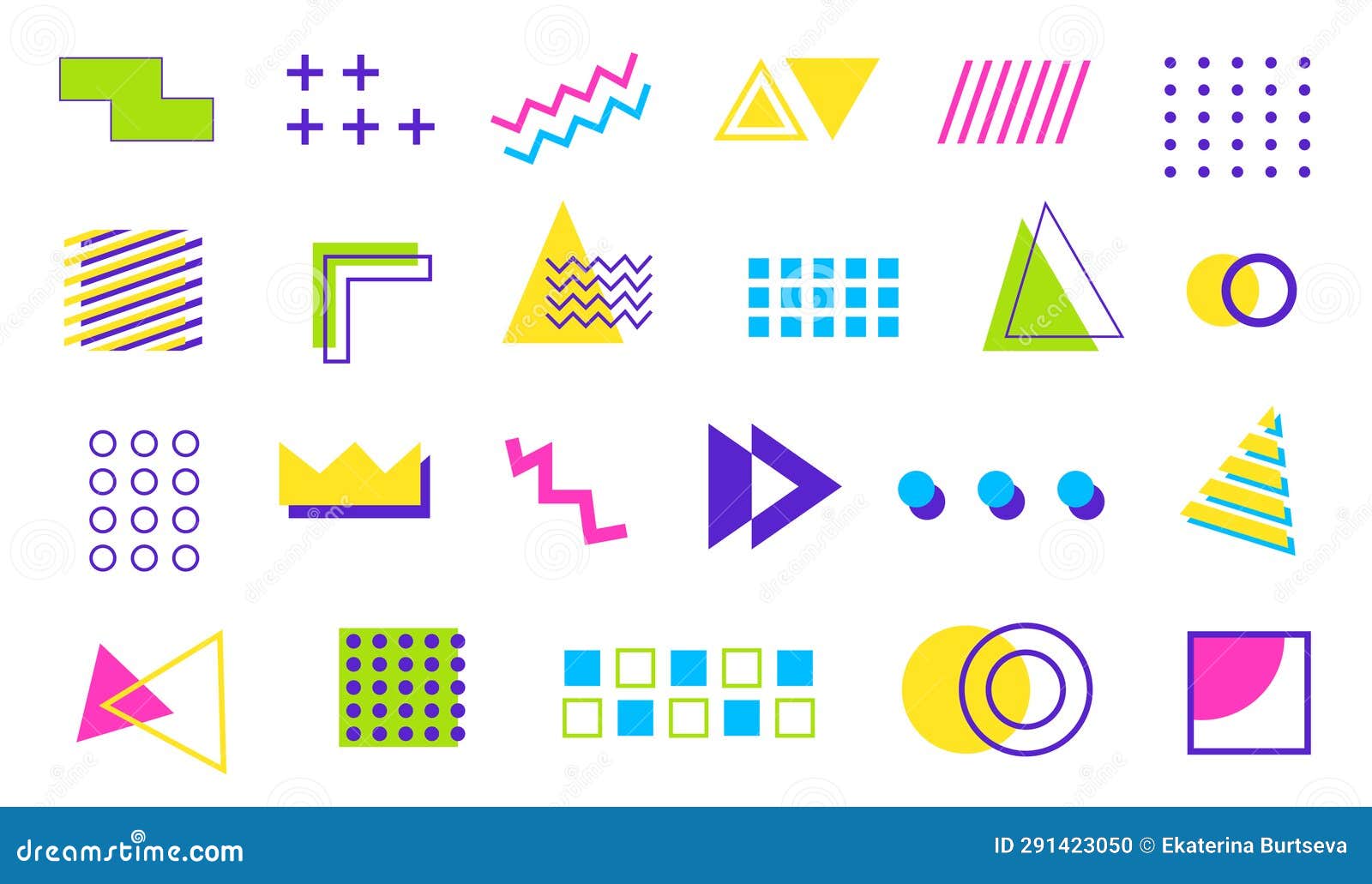 Trendy Vector Geometric Shapes 80s 1990s Set Stock Vector - Illustration of creative, shape ...