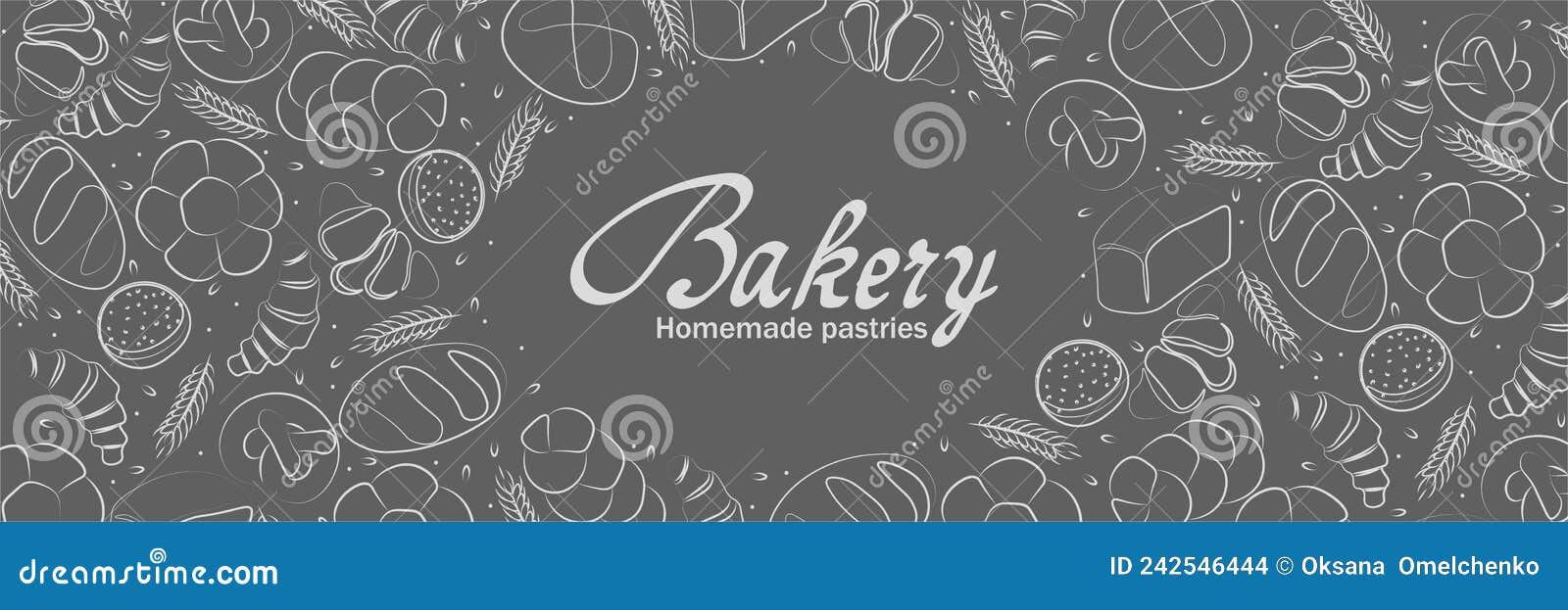 Trendy Vector Horizontal Background for Bakery or Cafe.Illustrations of ...