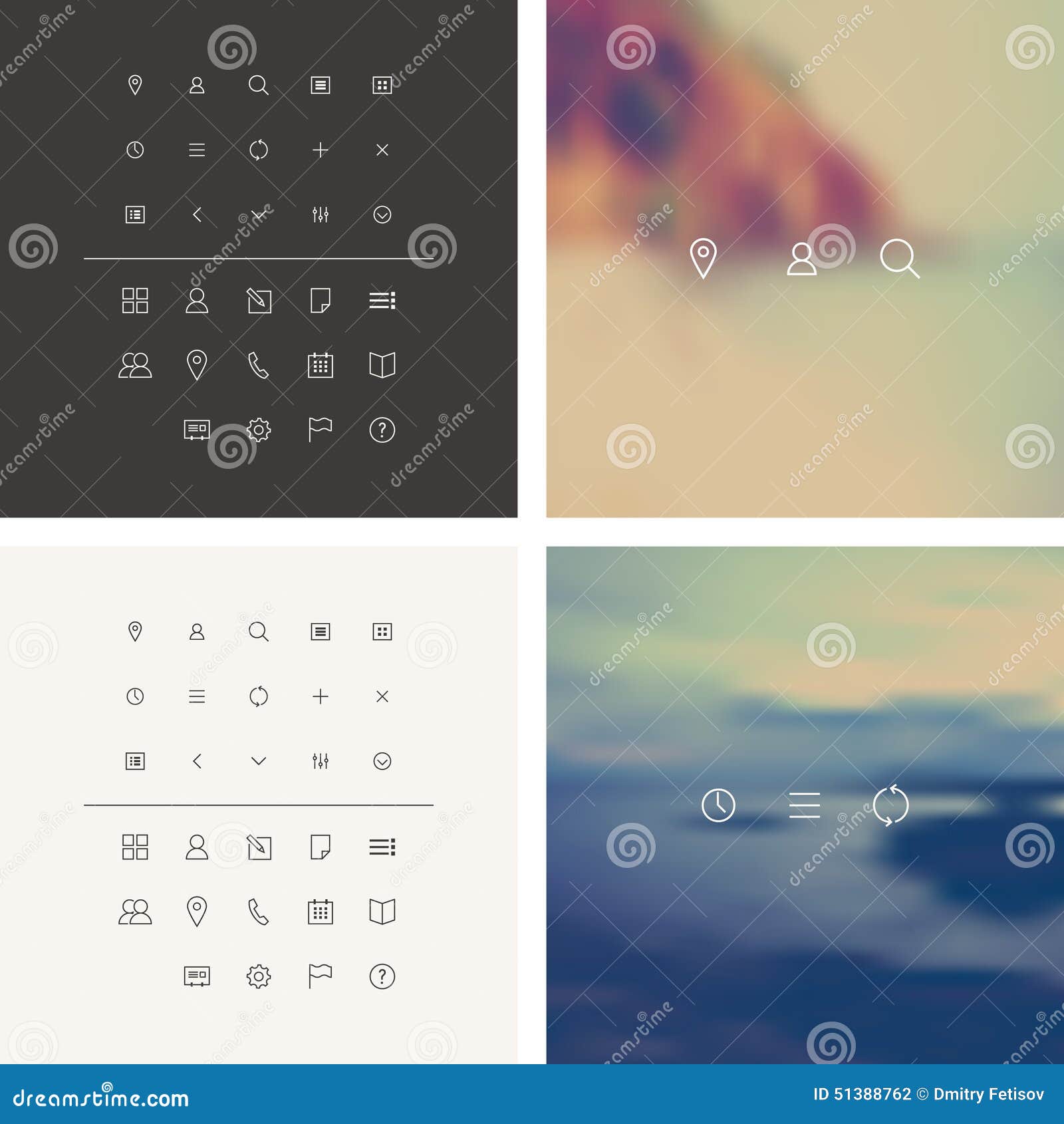 Trendy Vector Icons Set in Flat Style Stock Vector - Illustration of ...