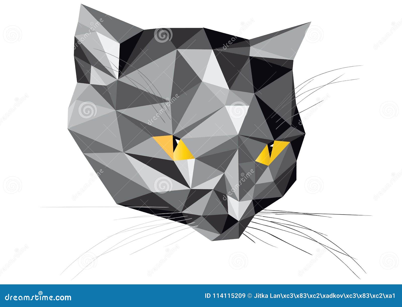 Trendy Vector Illustration of Low Polygons Cat Head Stock Vector ...