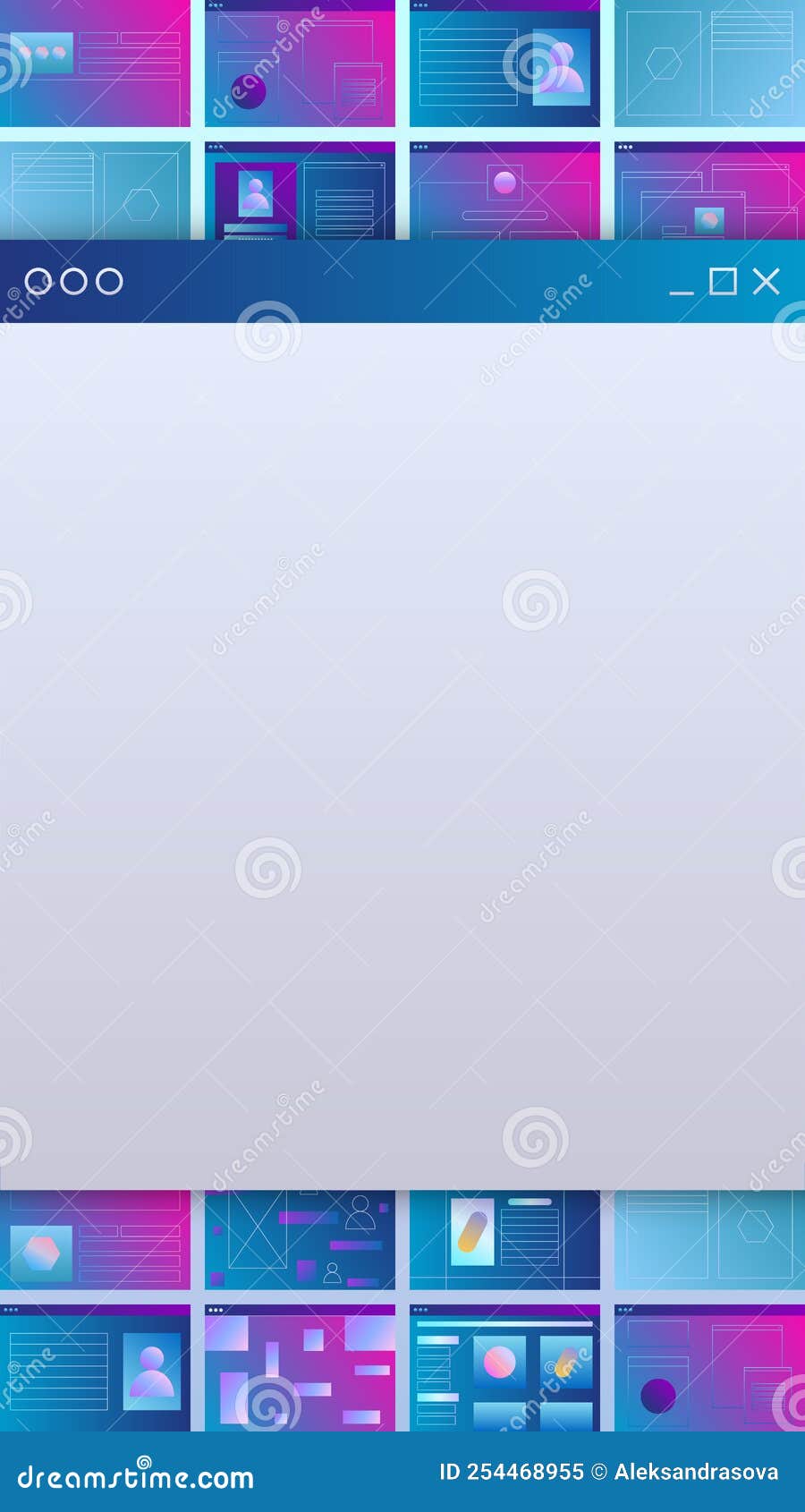 Trendy Vector Illustration with Web Pages and User Interfaces. Vertical ...