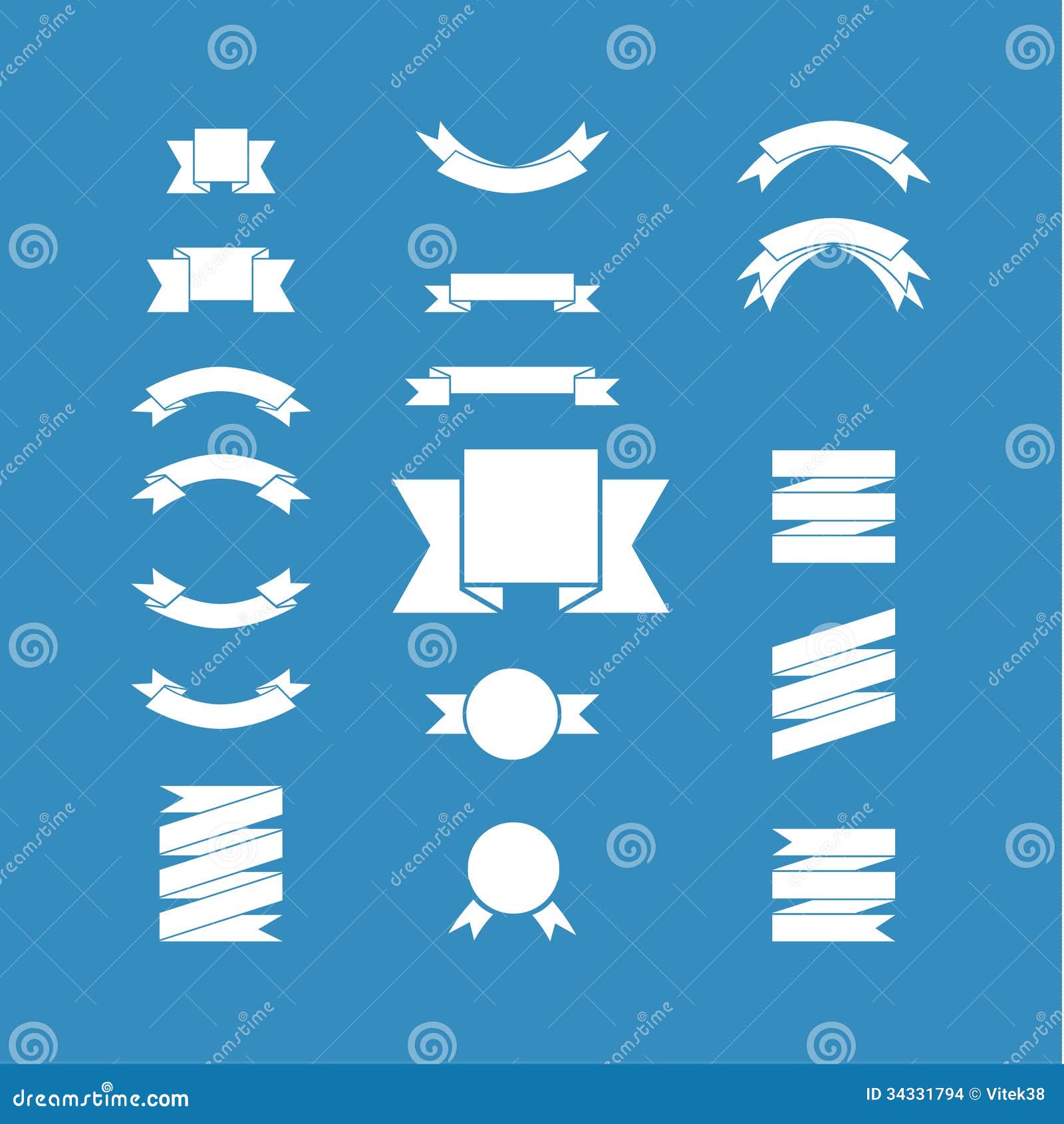 Trendy Vector Marks and Ribbons. Stylized, White Ribbons with Sp Stock ...