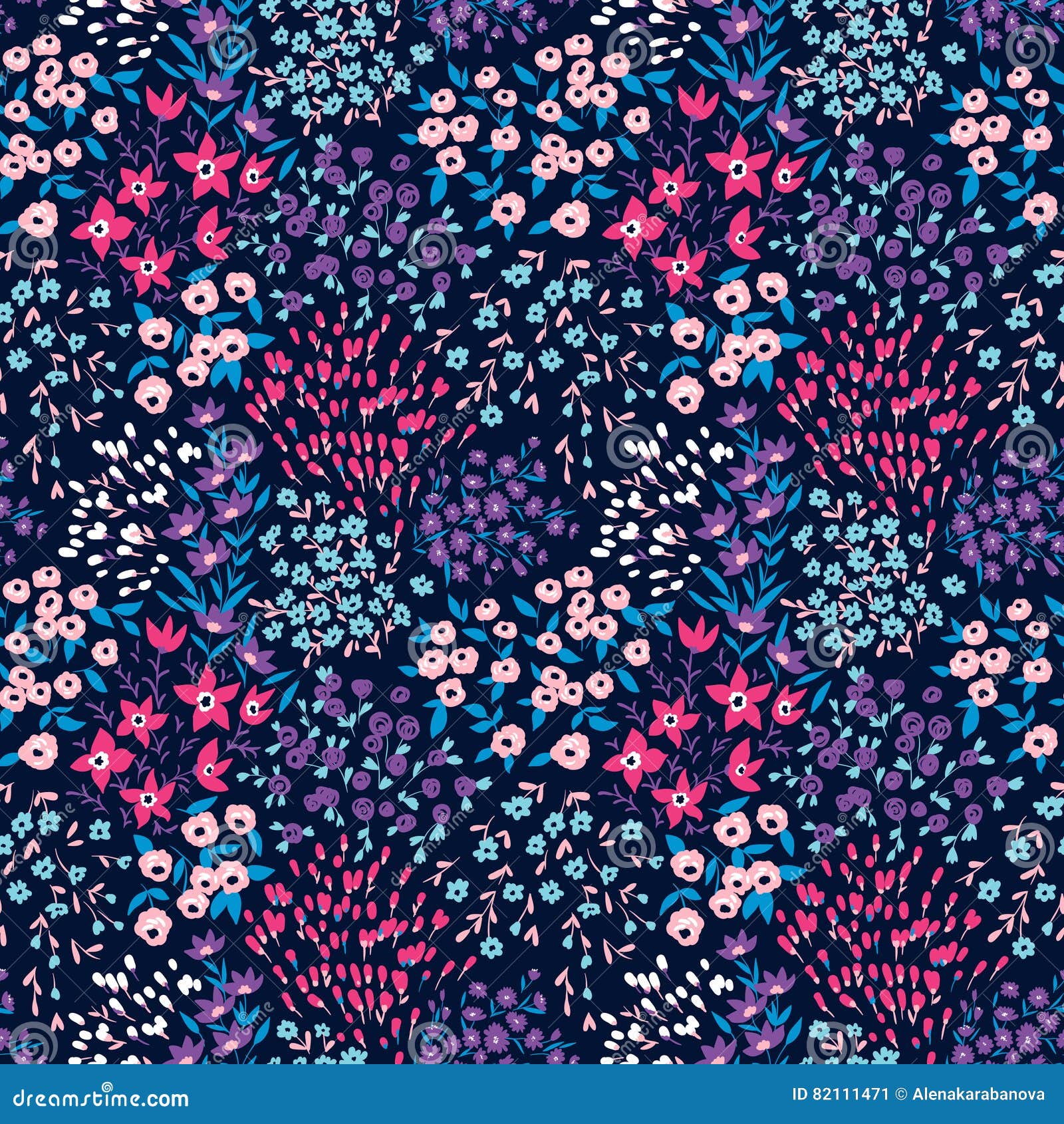 Trendy Vector Seamless Floral Ditsy Pattern. Fabric Design with Simple ...