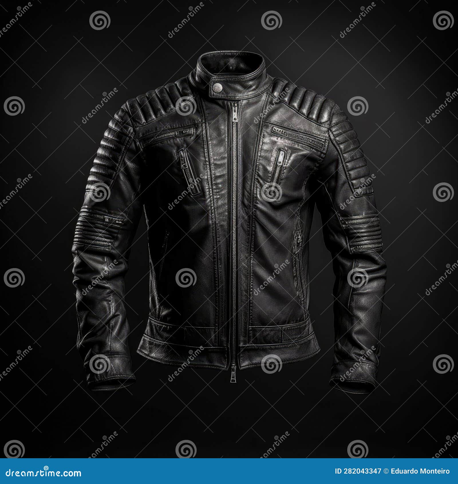 A Trendy and Versatile Leather Jacket, with Multiple Zippered Pockets ...