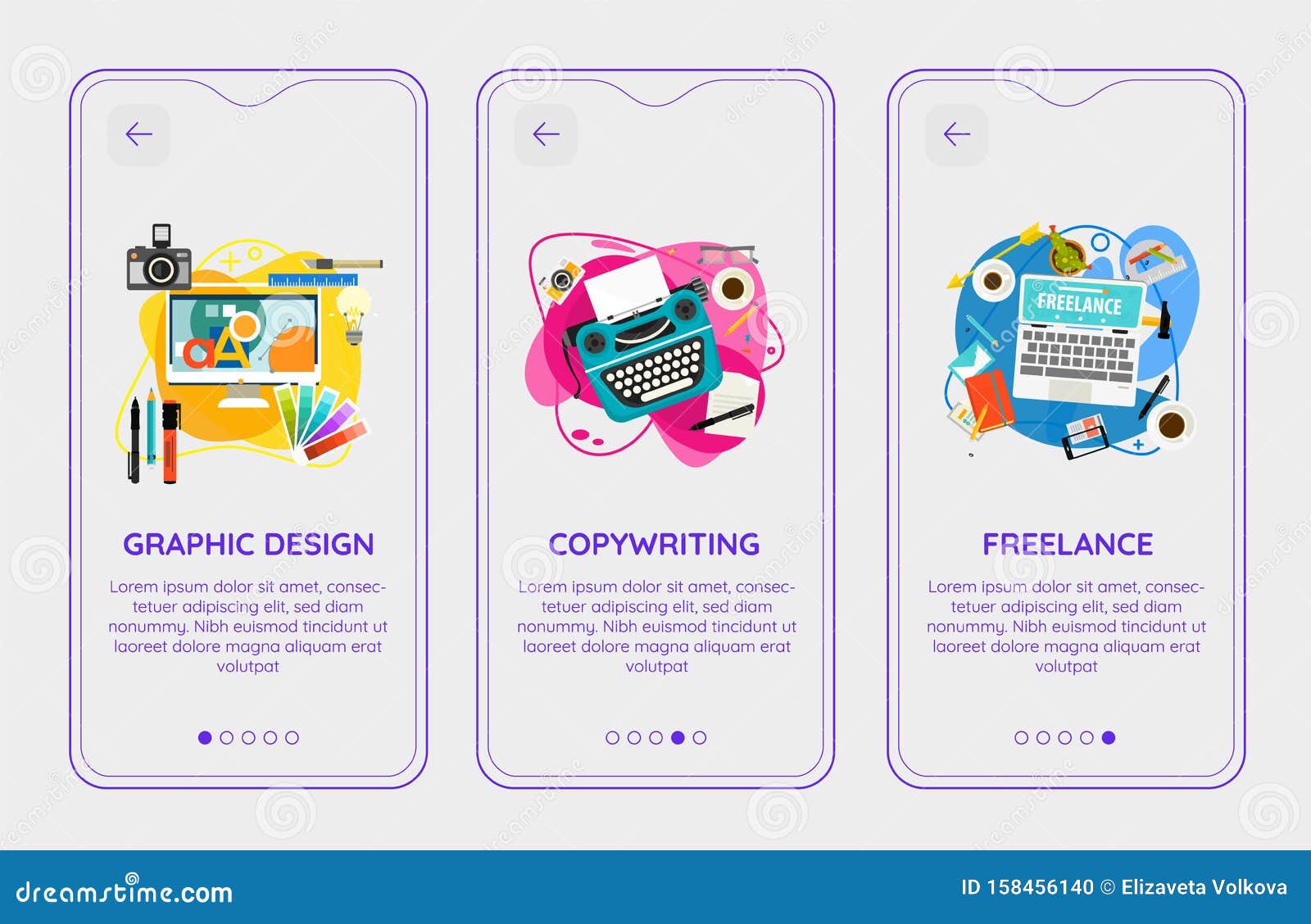 Trendy Web Developing and Freelance Mobile App Splash Onbard Screens ...