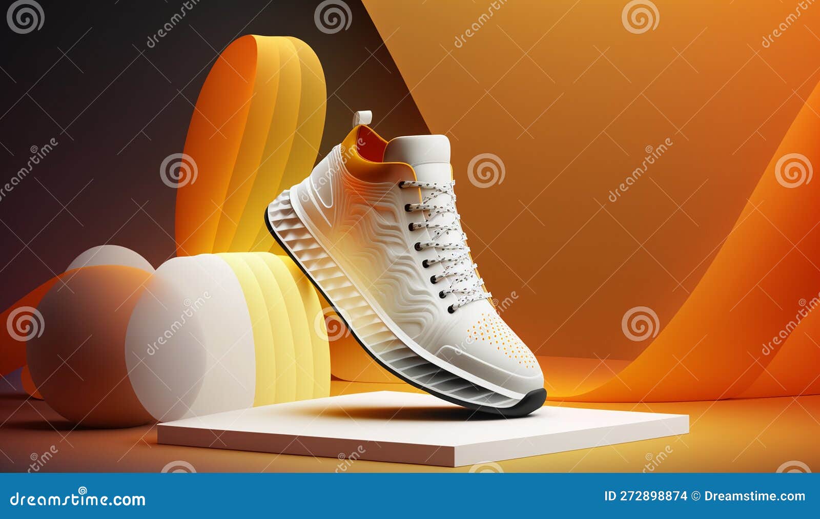 Trendy White Sneakers on a Abstract Background .Generative AI Stock ...