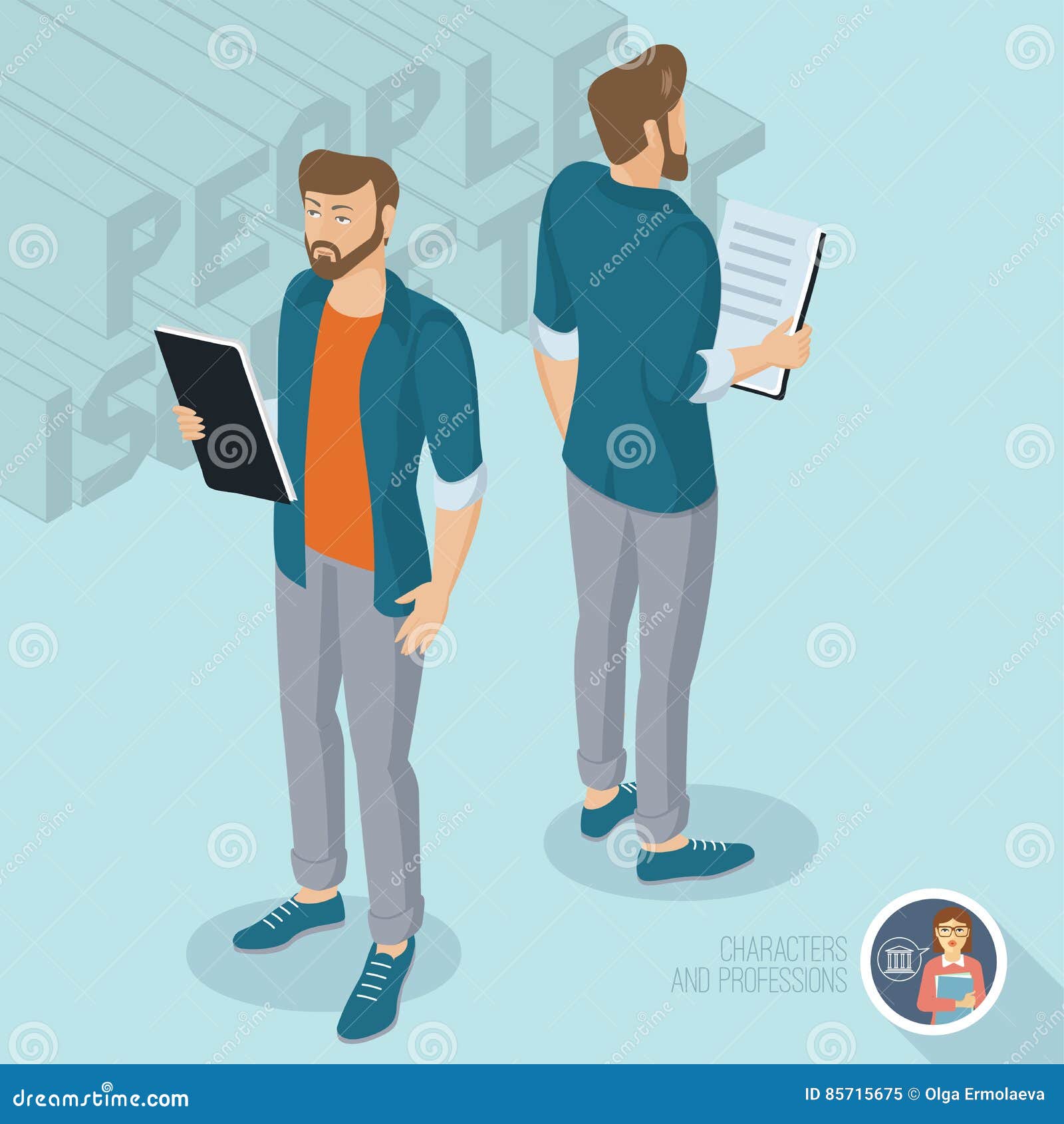 Trendy Young Man with Papers in the Hand. Stock Vector - Illustration ...