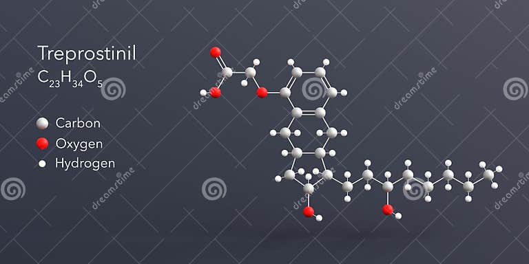 Treprostinil Molecule 3d Rendering, Flat Molecular Structure with ...