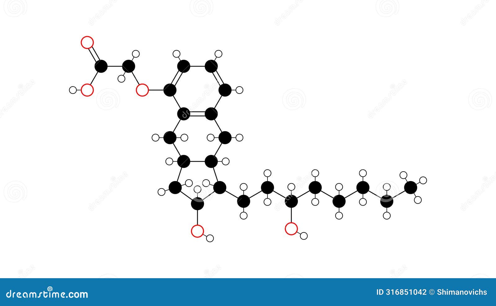 Treprostinil Molecule, Structural Chemical Formula, Ball-and-stick ...