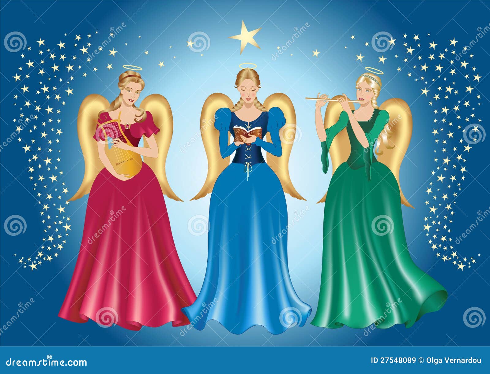 Tres ángeles ilustración del vector. Ilustración de verde - 27548089