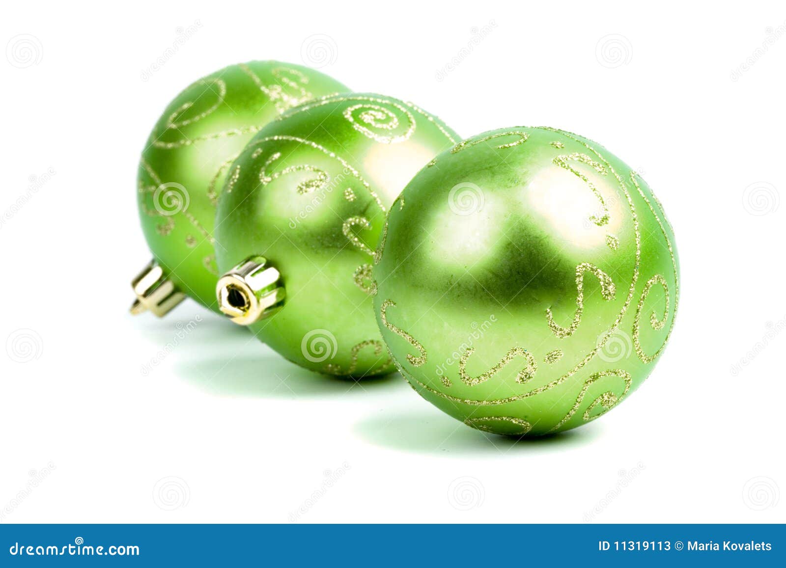 Tres Bolas Verdes De La Navidad Imagen de archivo - Imagen de ornamento ...