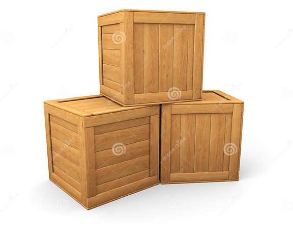 Tres cajas de madera 2 stock de ilustración. Ilustración de nombres ...