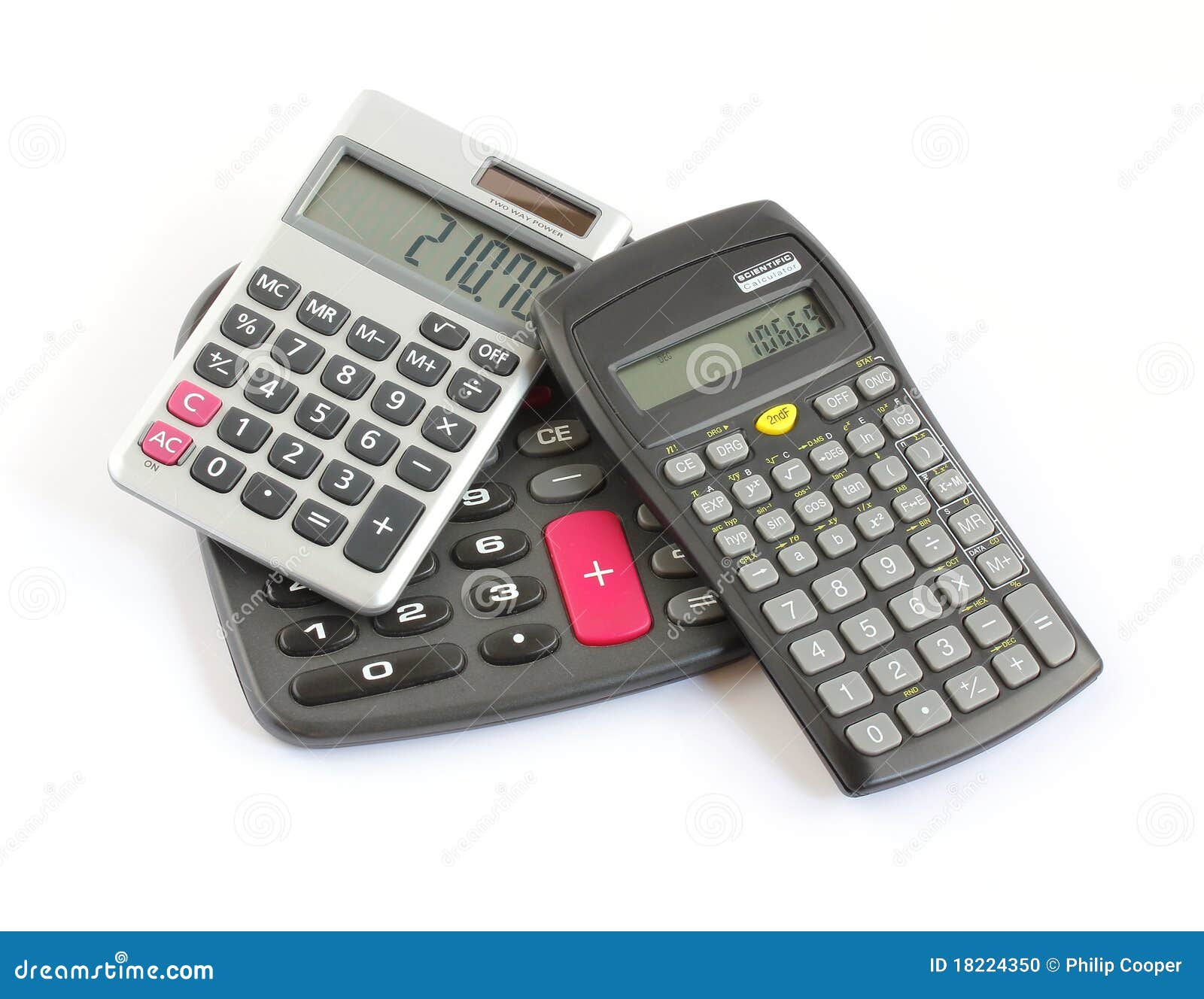 Tres calculadoras foto de archivo. Imagen de oficina - 18224350