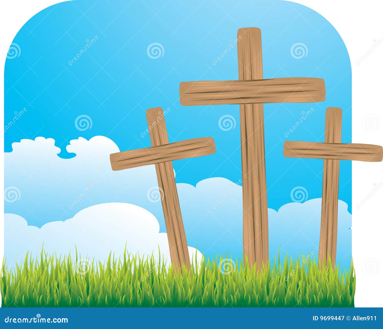 Tres cruces de madera ilustración del vector. Ilustración de cristo ...
