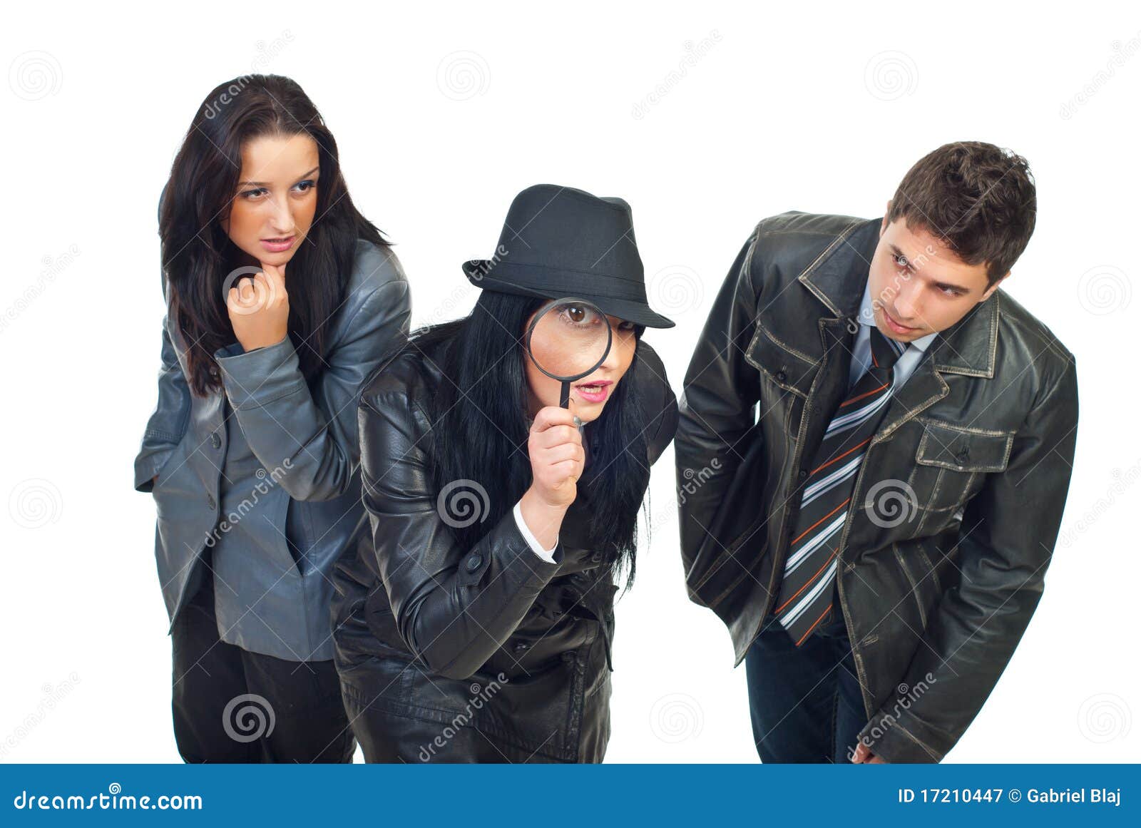 Tres detectives investigan imagen de archivo. Imagen de mirando - 17210447