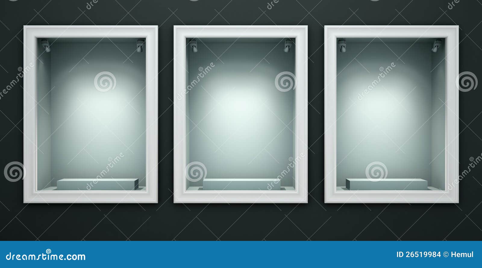 Tres Escaparates Vacíos Del Departamento Stock de ilustración ...