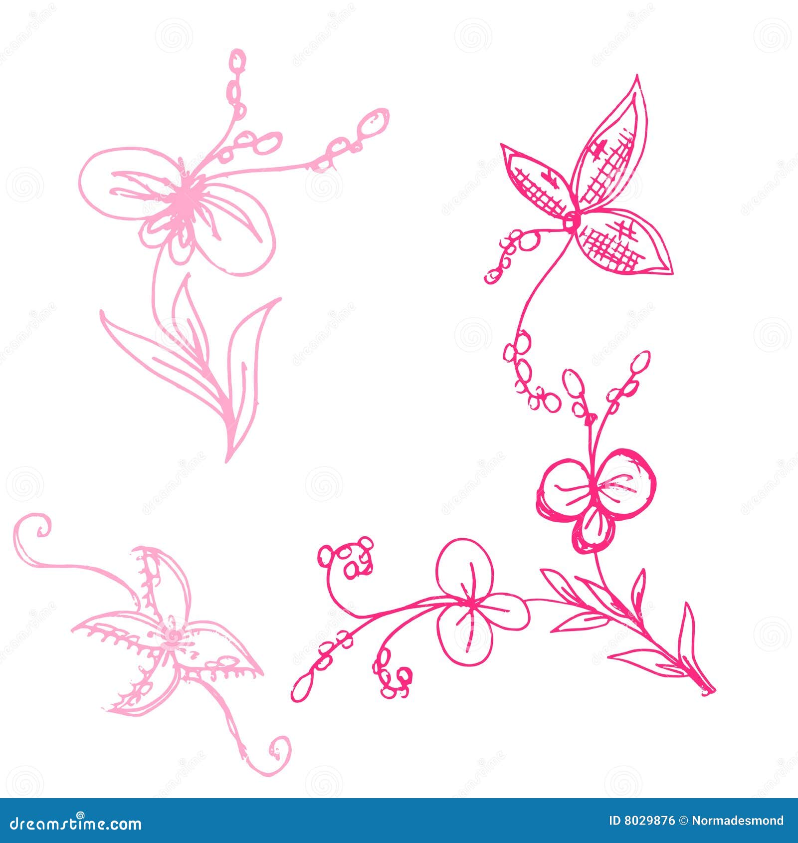 Tres flores stock de ilustración. Ilustración de rosa - 8029876