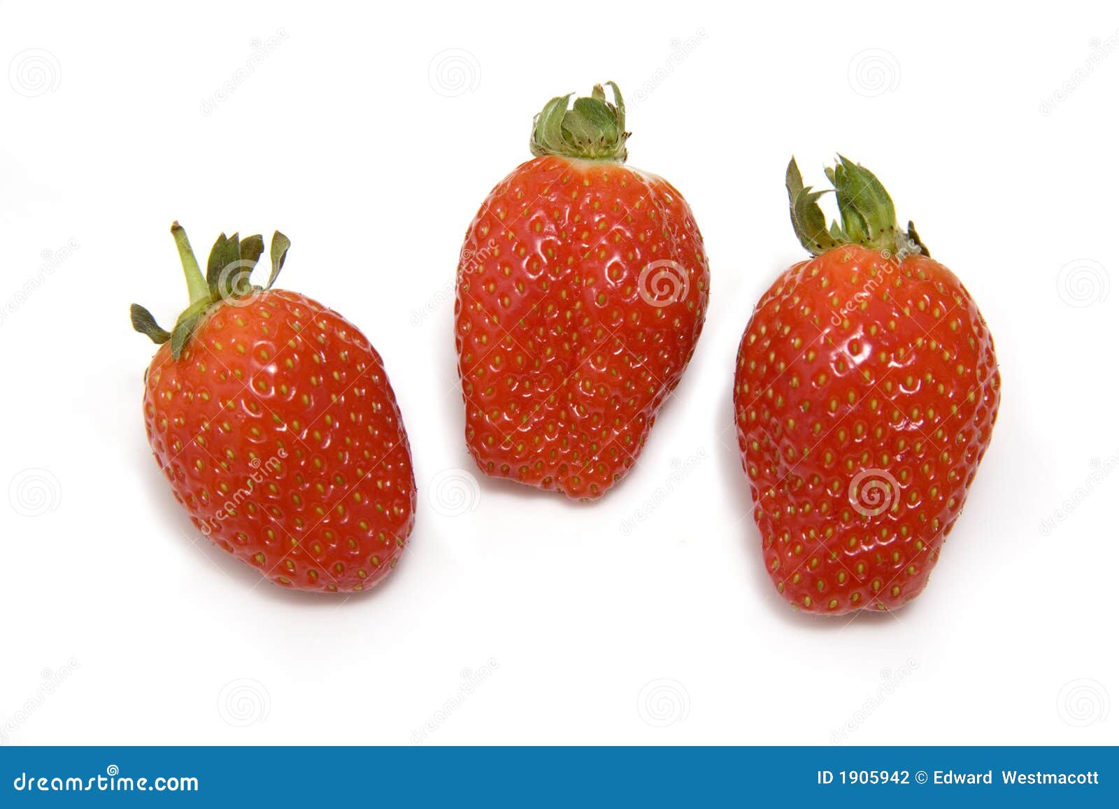 Tres fresas en blanco foto de archivo. Imagen de fresco - 1905942