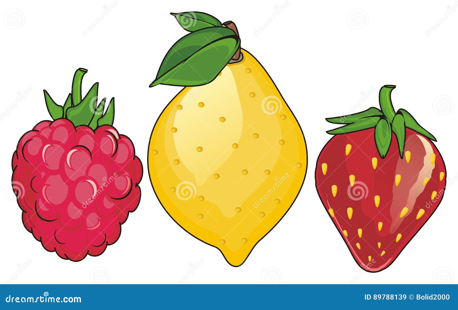 Tres frutas coloreadas stock de ilustración. Ilustración de colorido ...
