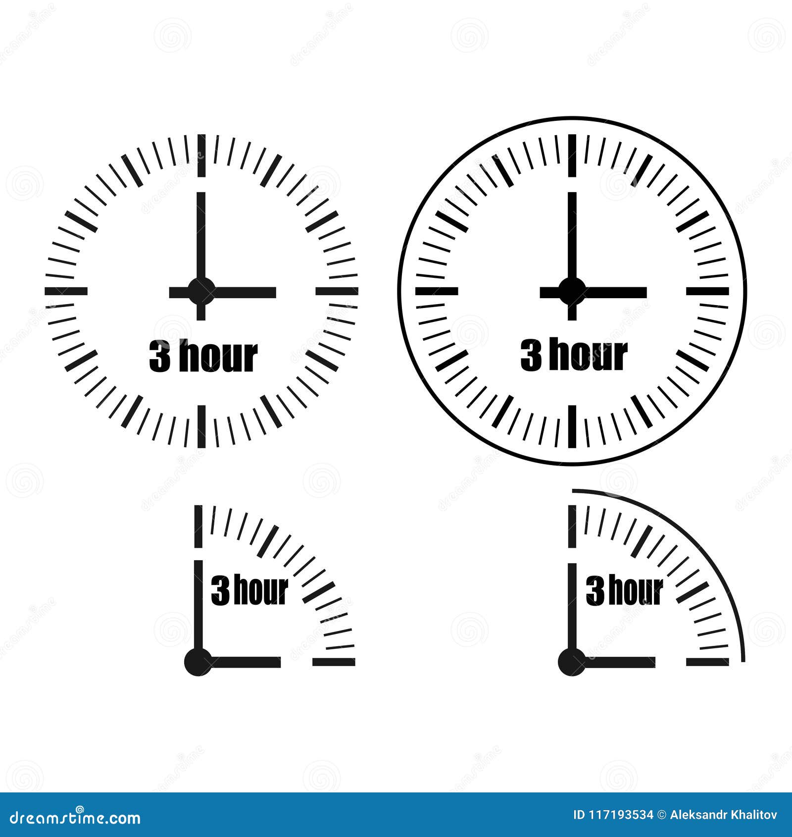 Tres Horas Del Reloj De Icono Del Vector Stock de ilustración ...