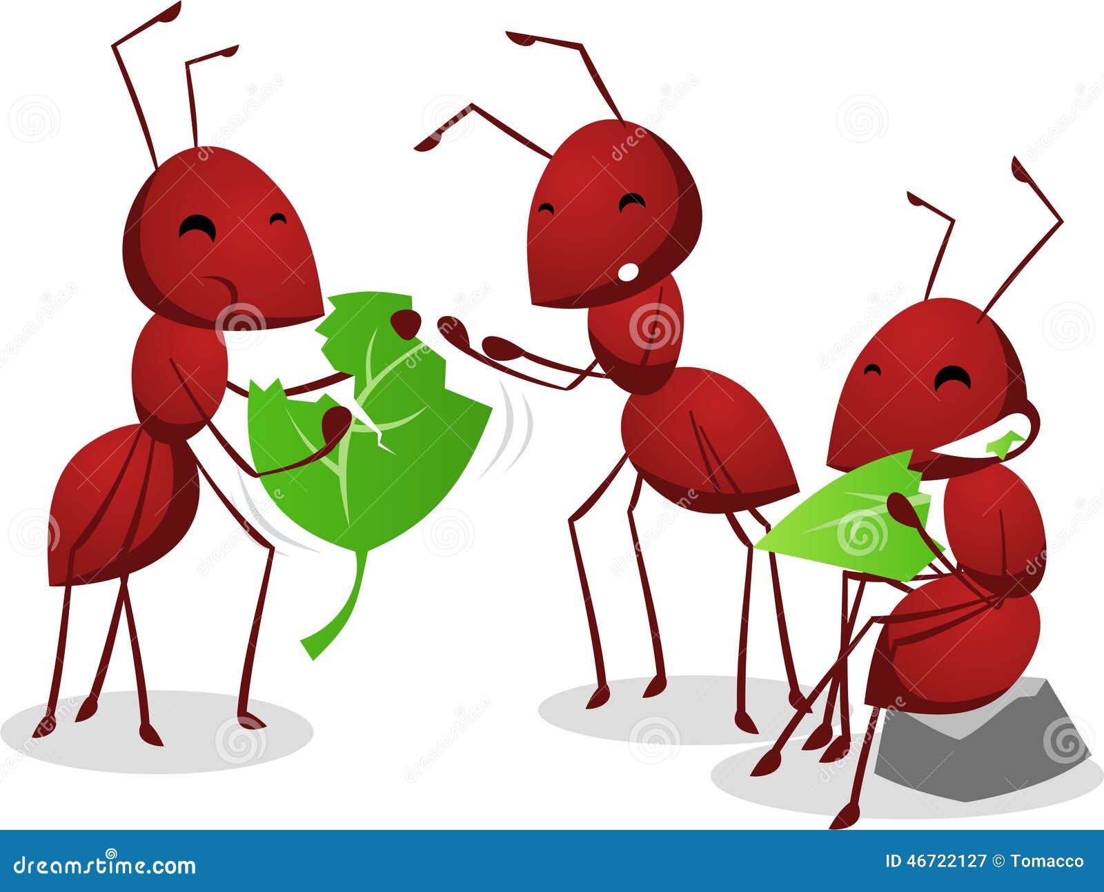 Tres Hormigas Que Comen Las Hojas Verdes Stock de ilustración - Imagen: 46722127