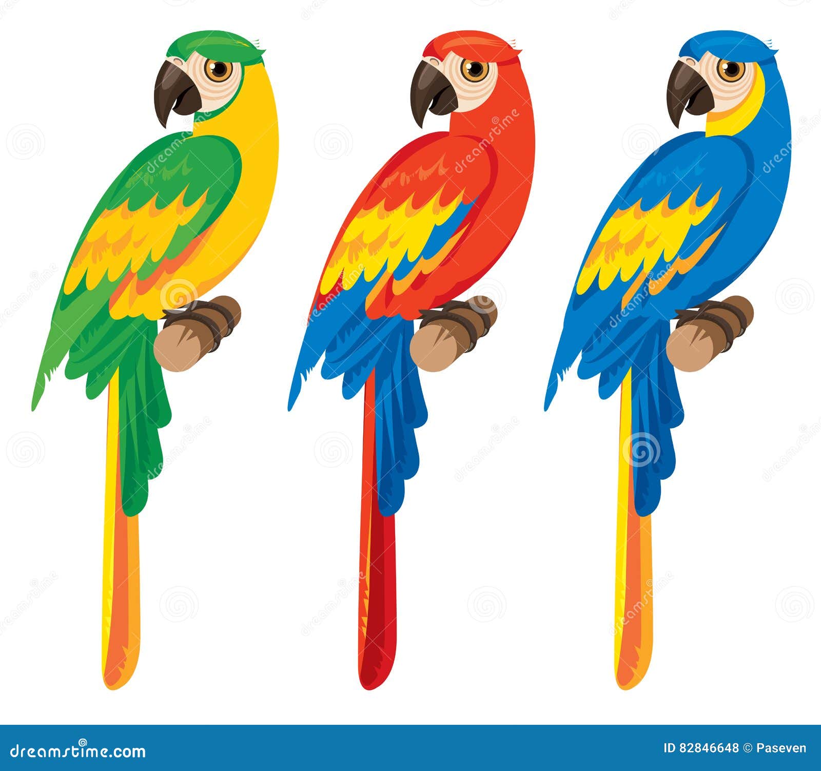 Tres macaws de los loros stock de ilustración. Ilustración de hermoso ...