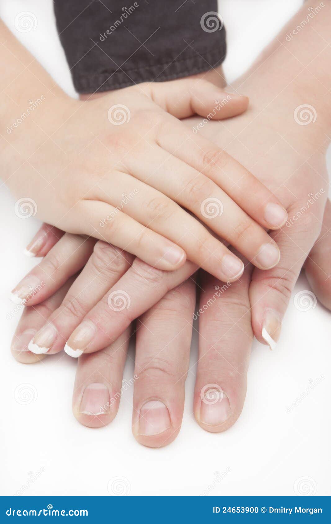 Tres Manos Conectadas Juntas Foto de archivo - Imagen de palmas ...