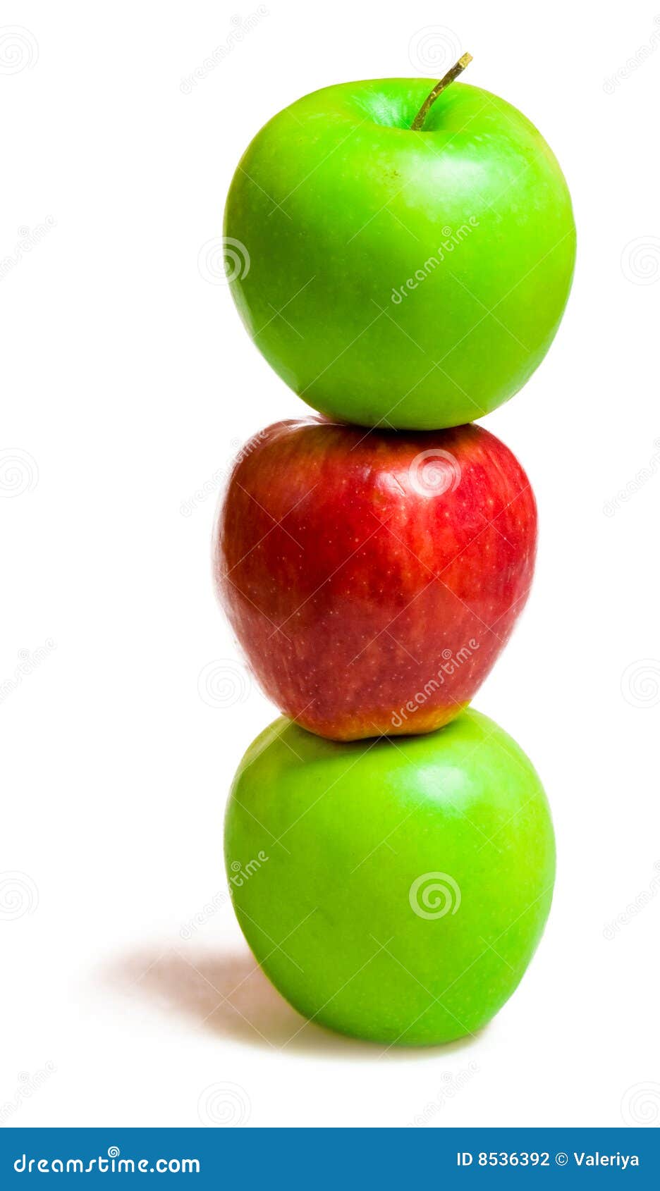 Tres manzanas foto de archivo. Imagen de empilado, blanco - 8536392