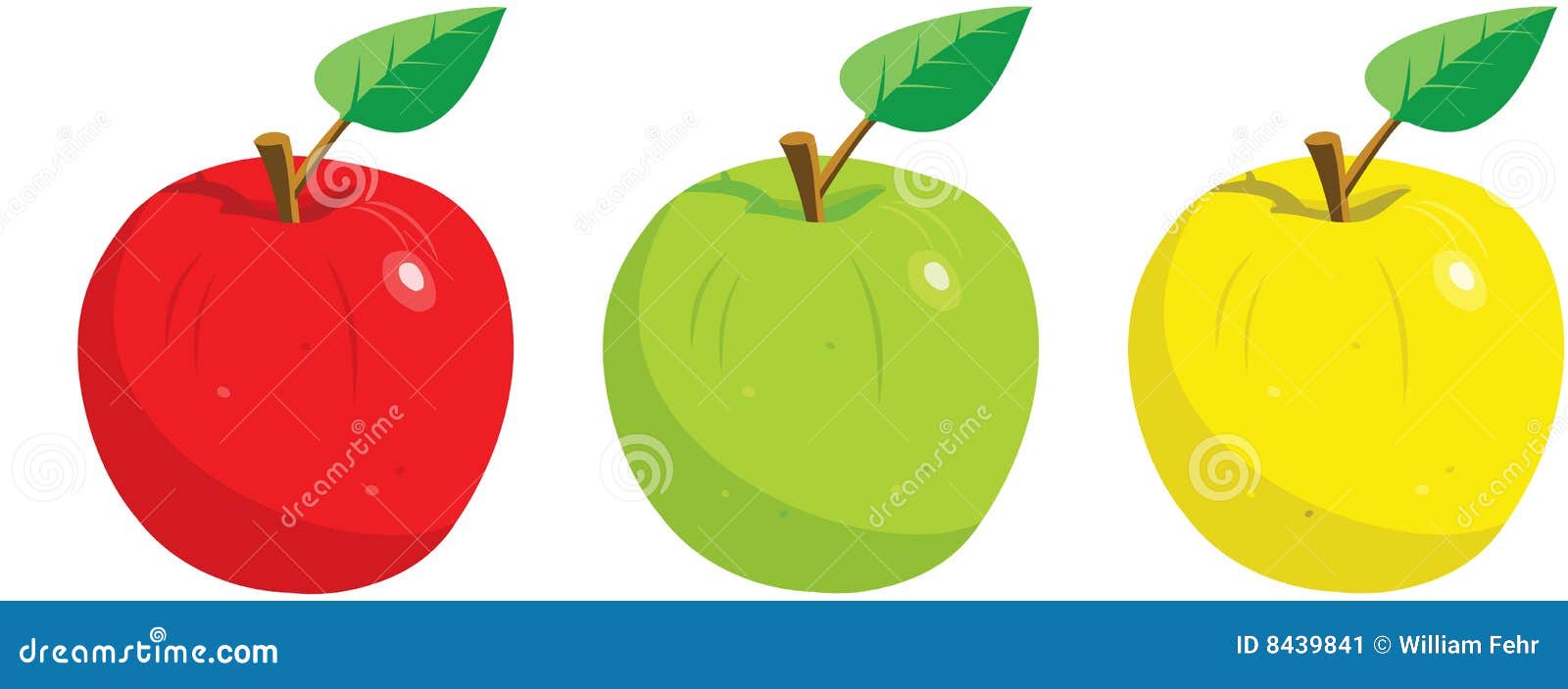 Tres manzanas con la hoja ilustración del vector. Ilustración de fruta ...