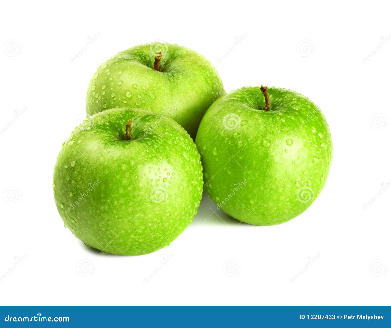 Tres manzanas verdes imagen de archivo. Imagen de jugoso - 12207433