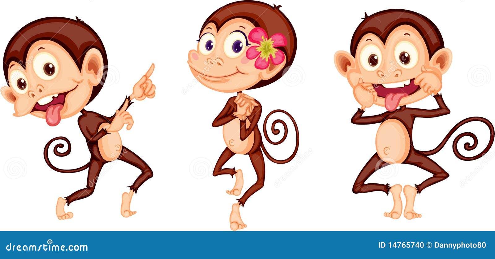 Tres monos ilustración del vector. Ilustración de cuadro - 14765740