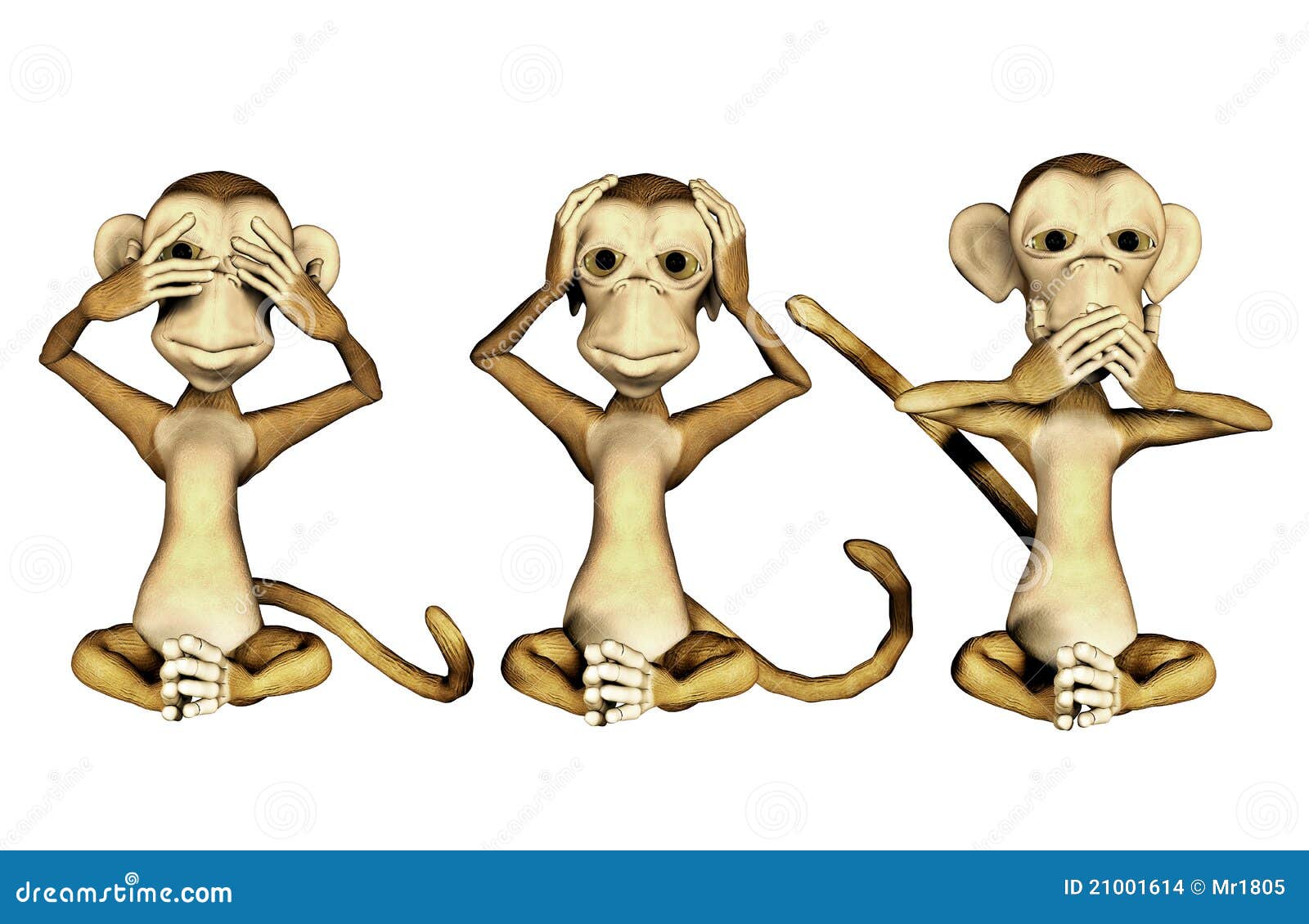 Tres monos stock de ilustración. Ilustración de animal - 21001614