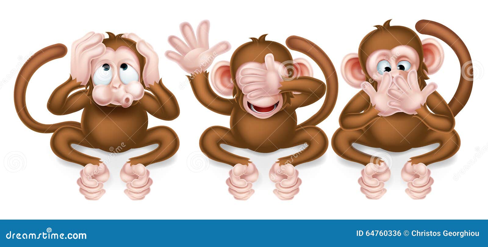 TRES MONOS SABIOS ilustración del vector. Ilustración de sordo - 64760336