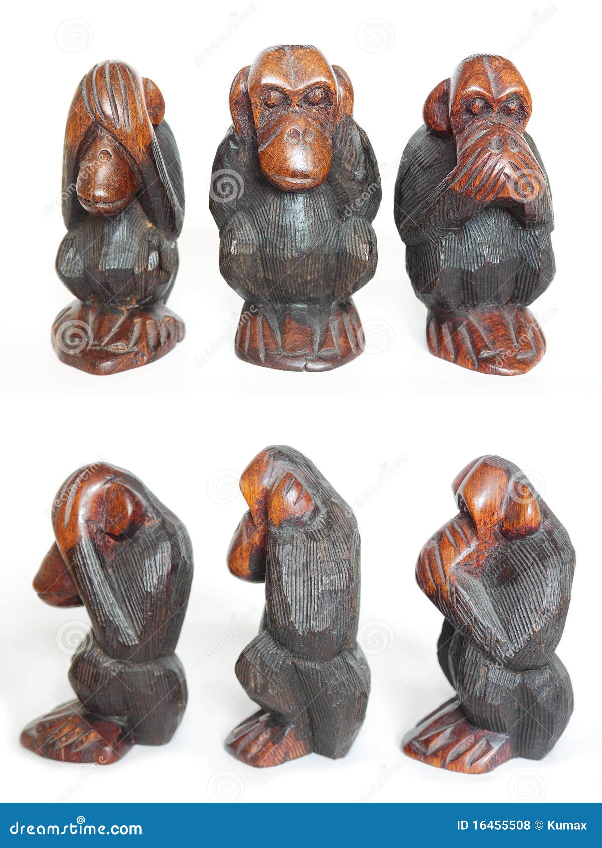 Tres Monos Sabios - De Madera Foto de archivo - Imagen de arte, cierre ...